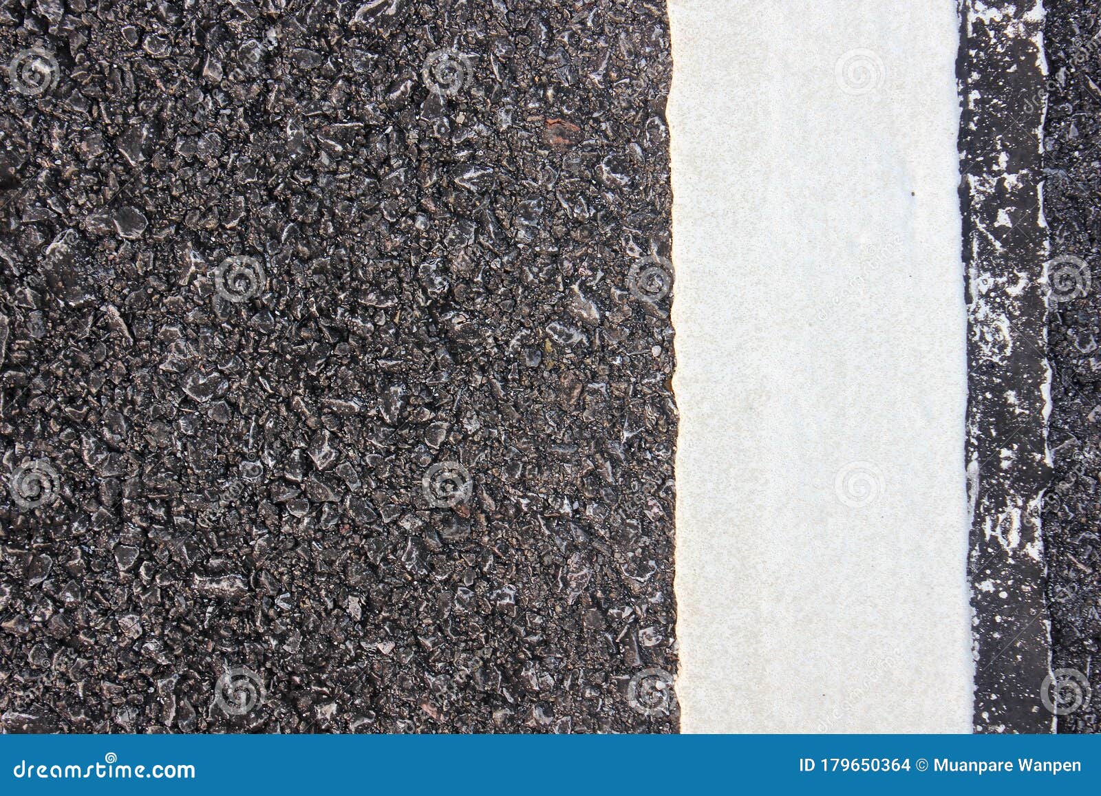 New Asphalt Texture with White Dashed Line. Stock Photo - Image of ...