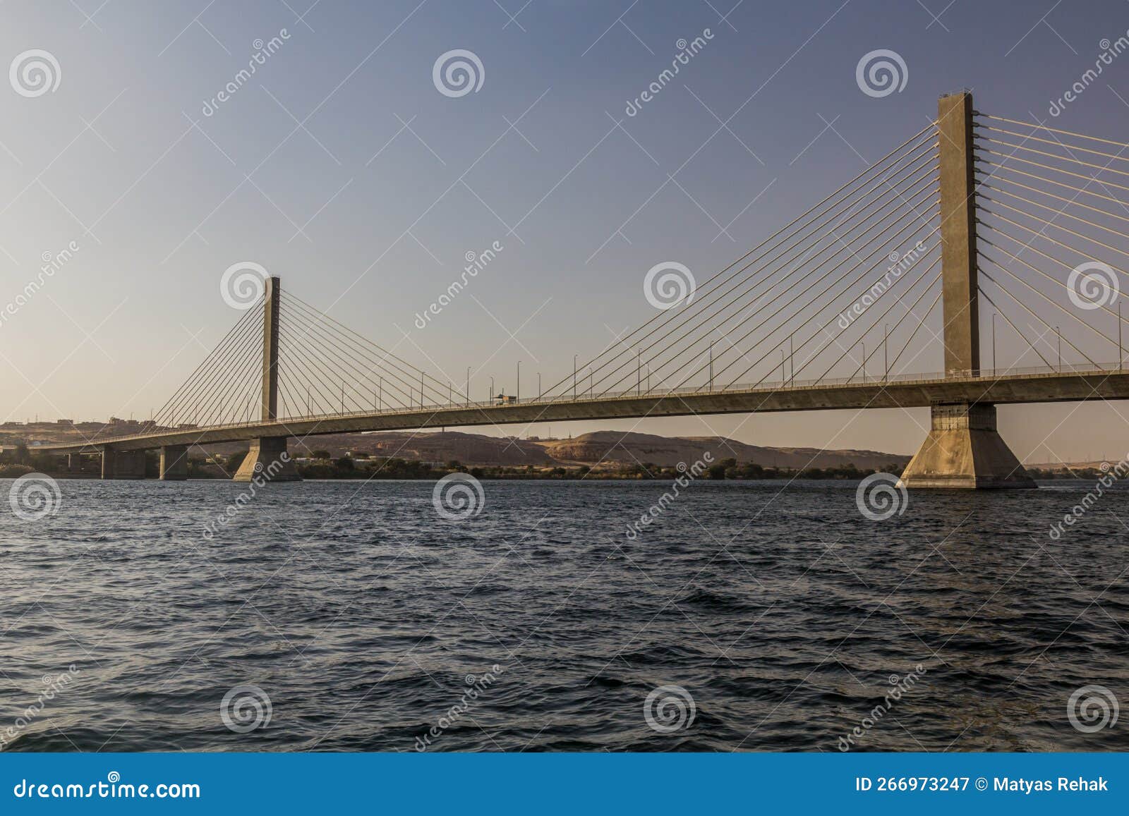 New Aswan Bridge Over the River Nile, Egyp Stock Image - Image of ...