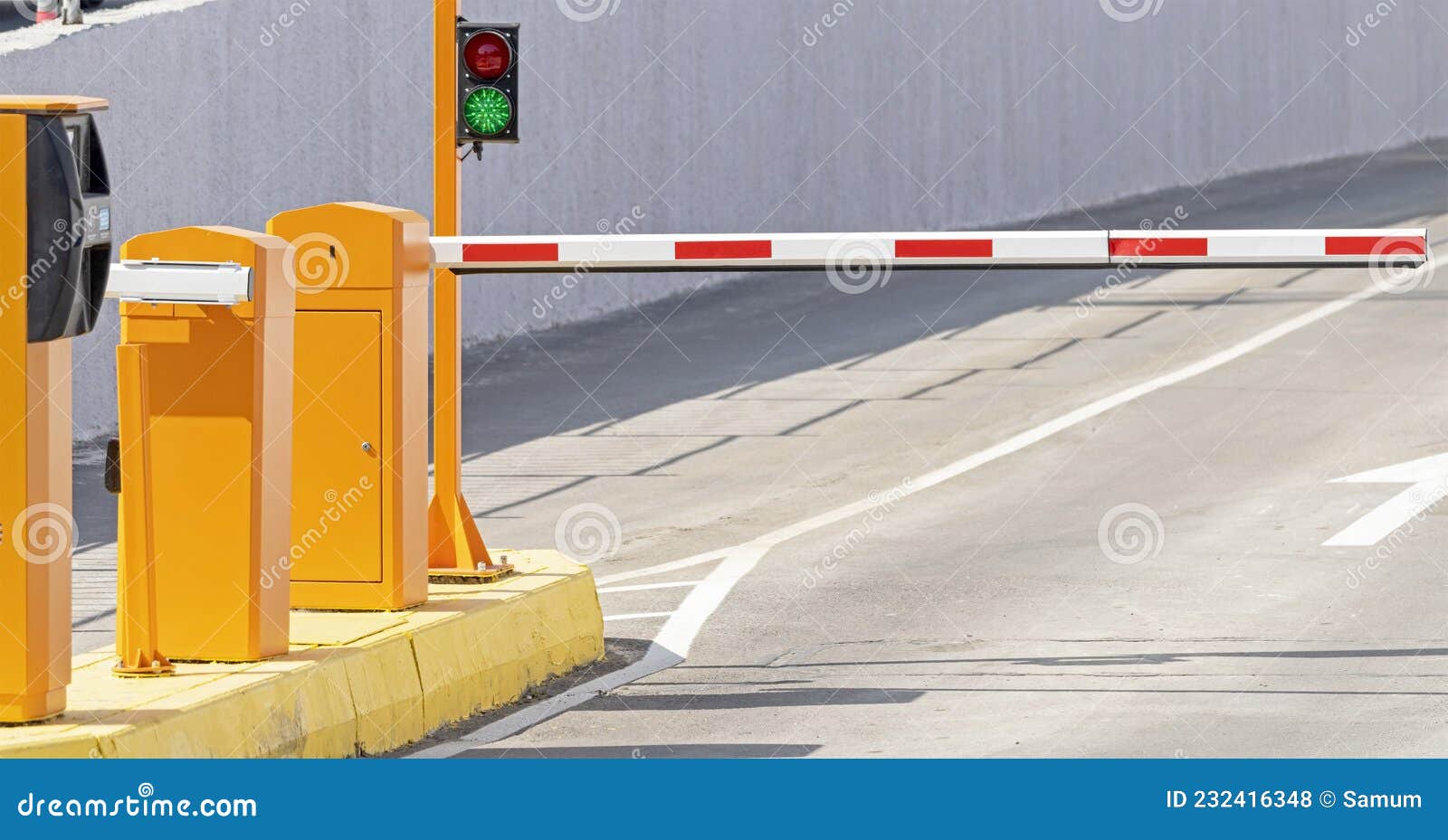 New Automatic Barrier Gates and the Traffic Light Stock Photo - Image ...