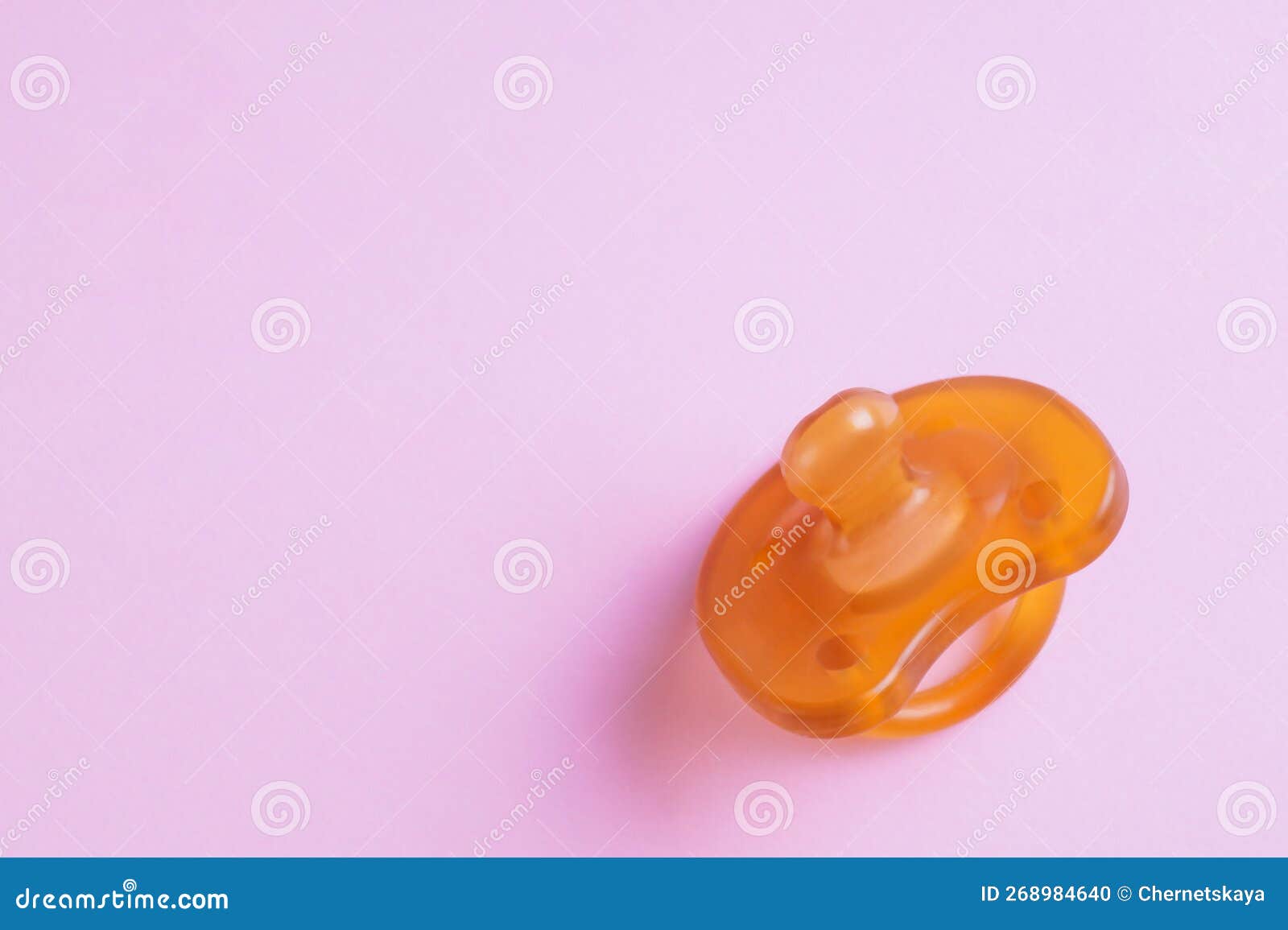 New Baby Pacifier on Pink Background, Top View. Space for Text Stock ...