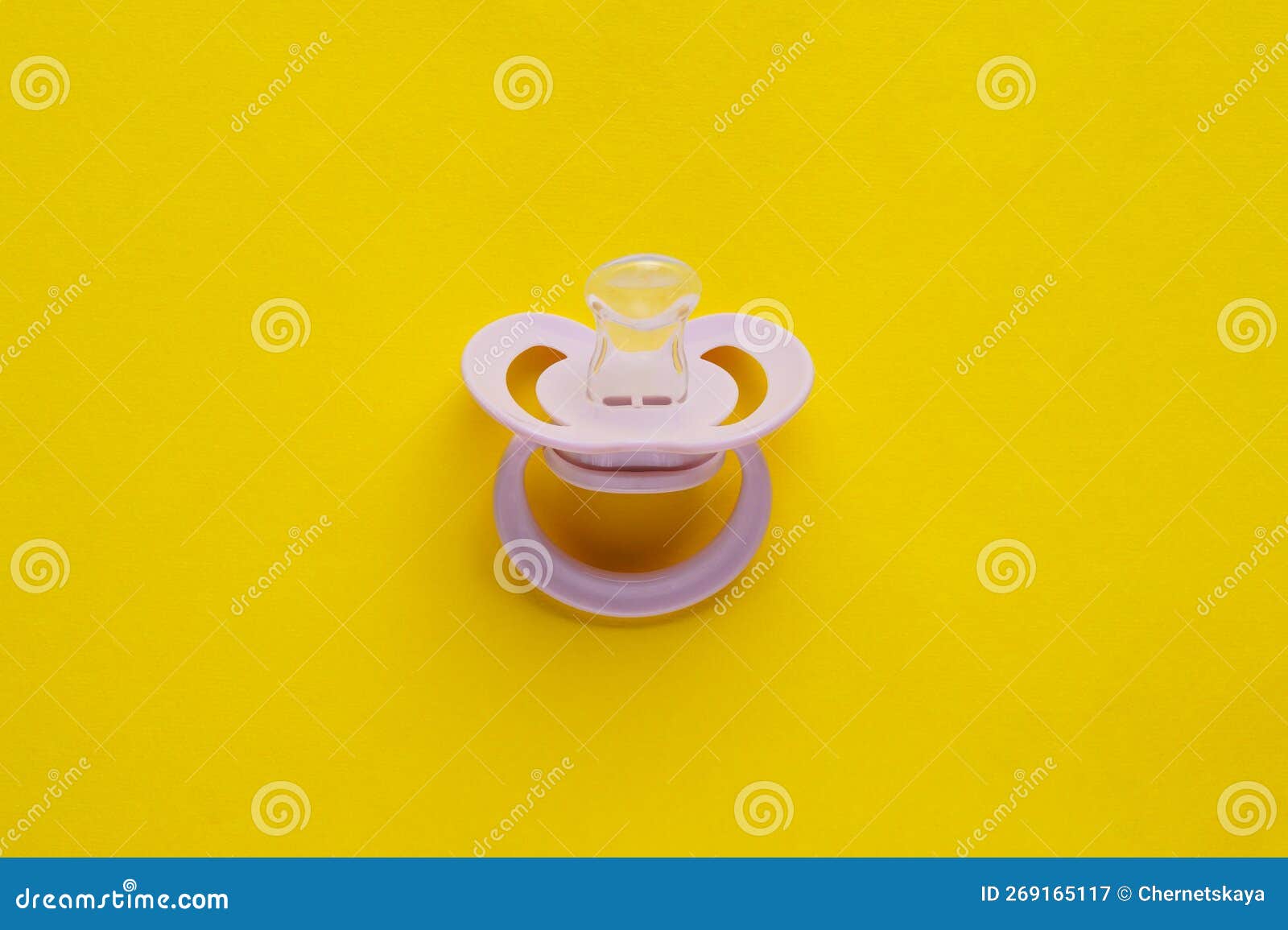 New Baby Pacifier on Yellow Background, Top View Stock Image - Image of ...