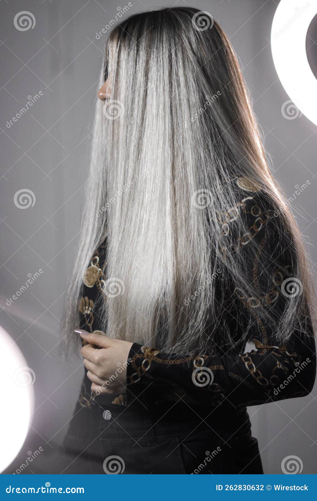 New Hair Style and Beautiful Silver Balayage Stock Photo - Image of ...