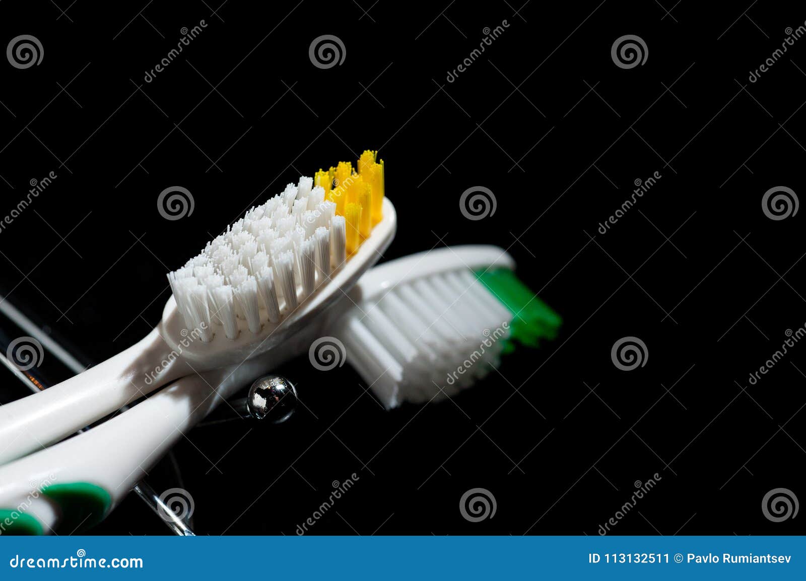 New, Beautiful Toothbrushes on a Dark Background Stock Image - Image of ...