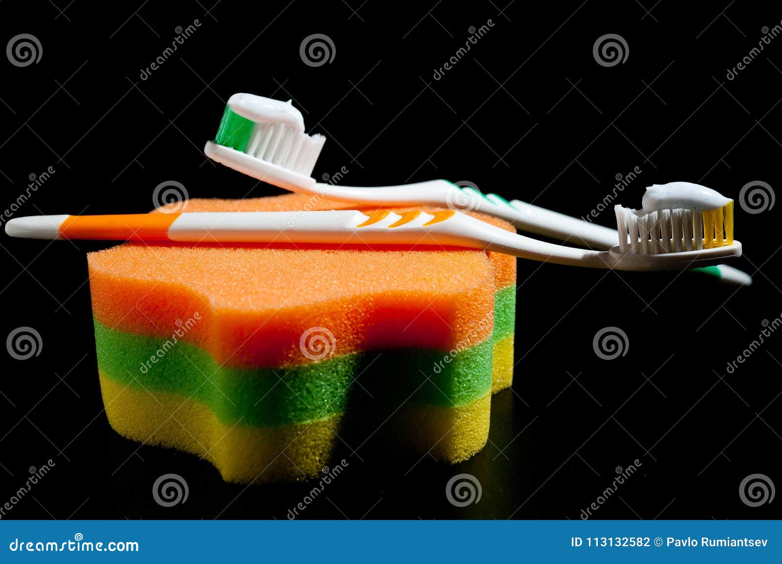 New, Beautiful Toothbrushes on a Dark Background Stock Photo - Image of ...