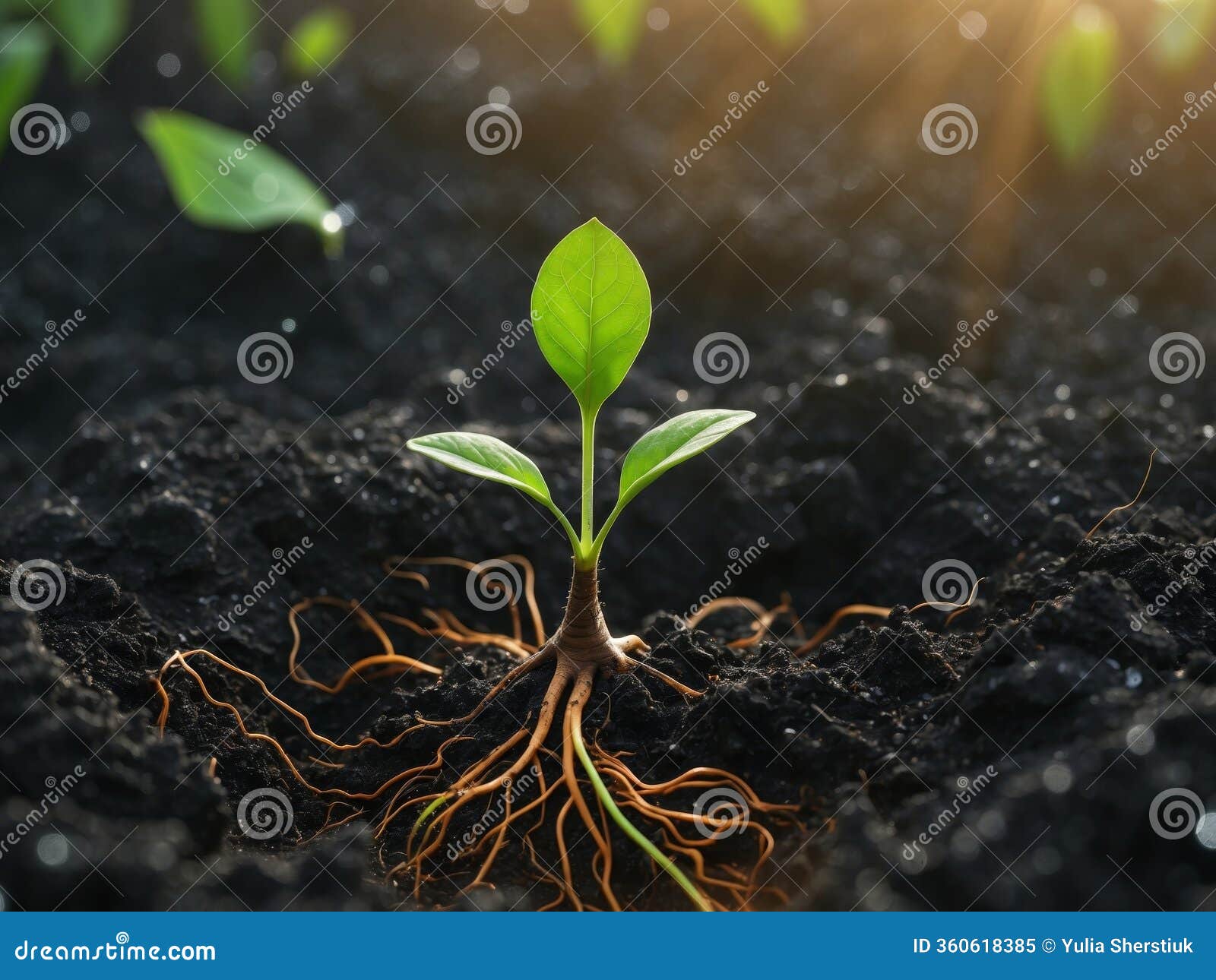 New Beginnings a Green Seedling Growing Vigorously from the Dark Soil ...