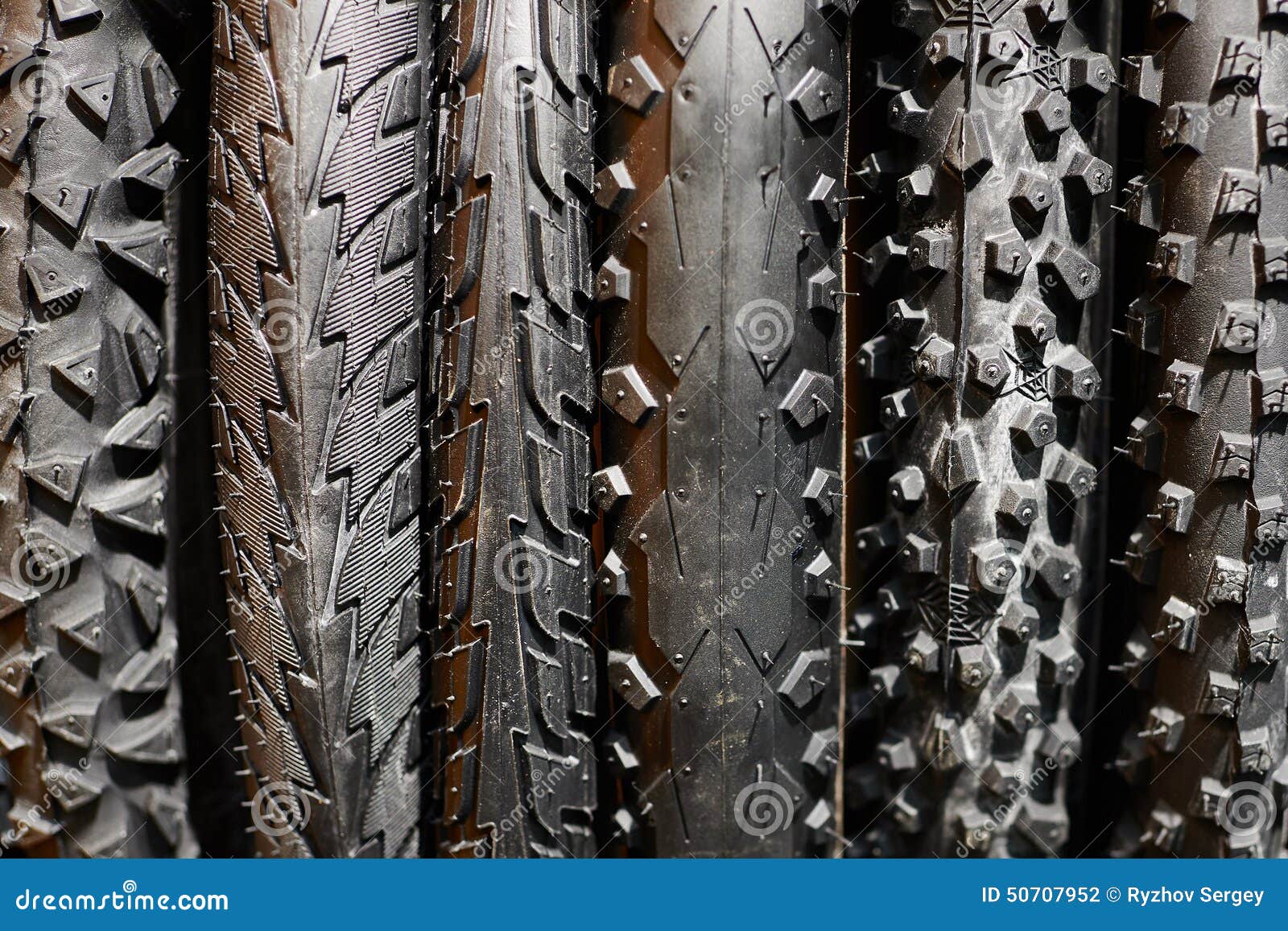 New Bicycle Tires with Different Tread Stock Photo - Image of nylon ...