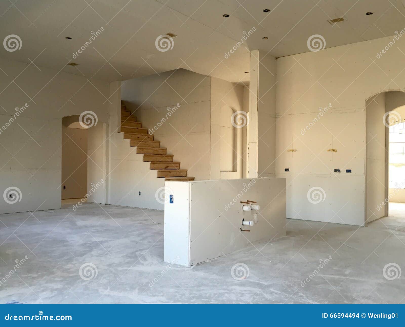 Interior of a New House Under Construction Stock Photo - Image of ...