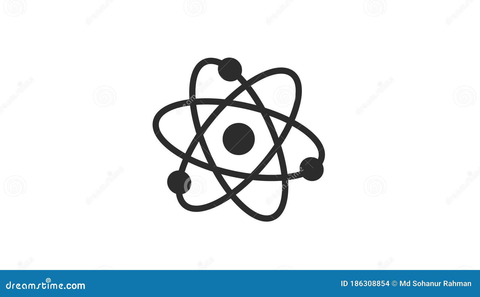 New Black Atom Icon on White Background,Atom Icons Stock Illustration ...
