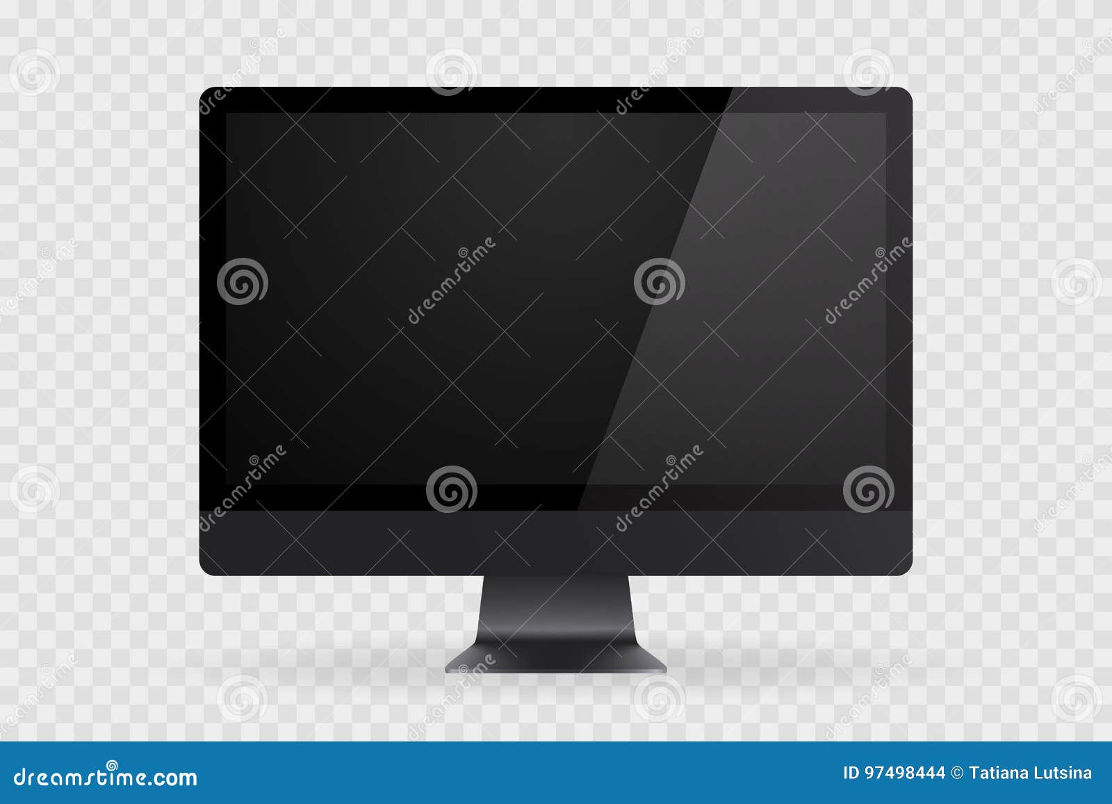 New Black Realistic 3d Computer Display Isolated on Transparent Background. Vector Realistic ...