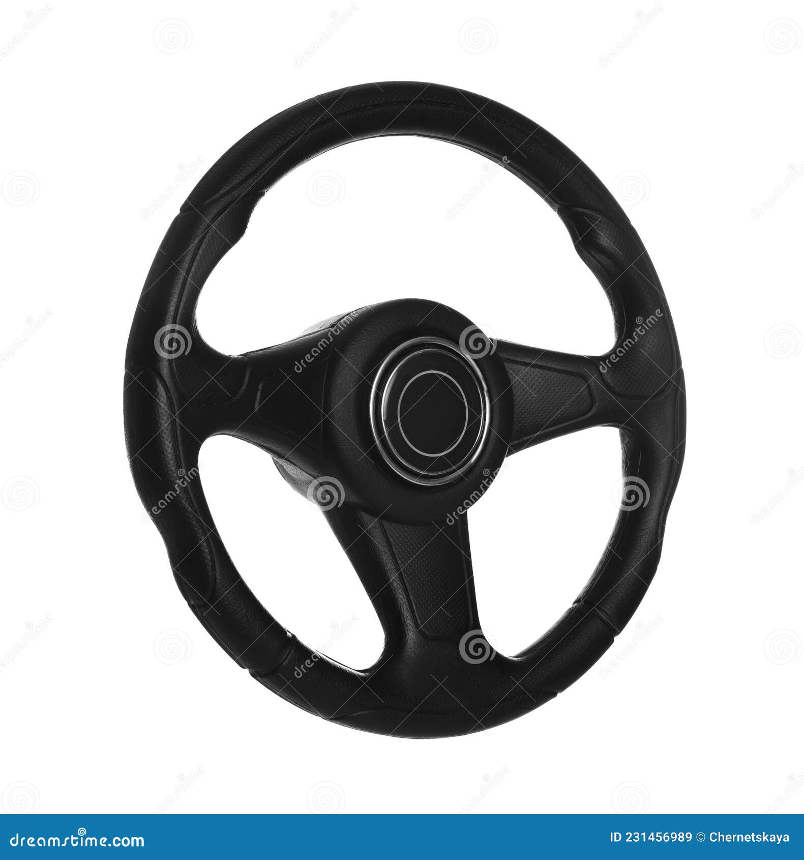 New Black Steering Wheel Isolated on White Stock Image - Image of ...