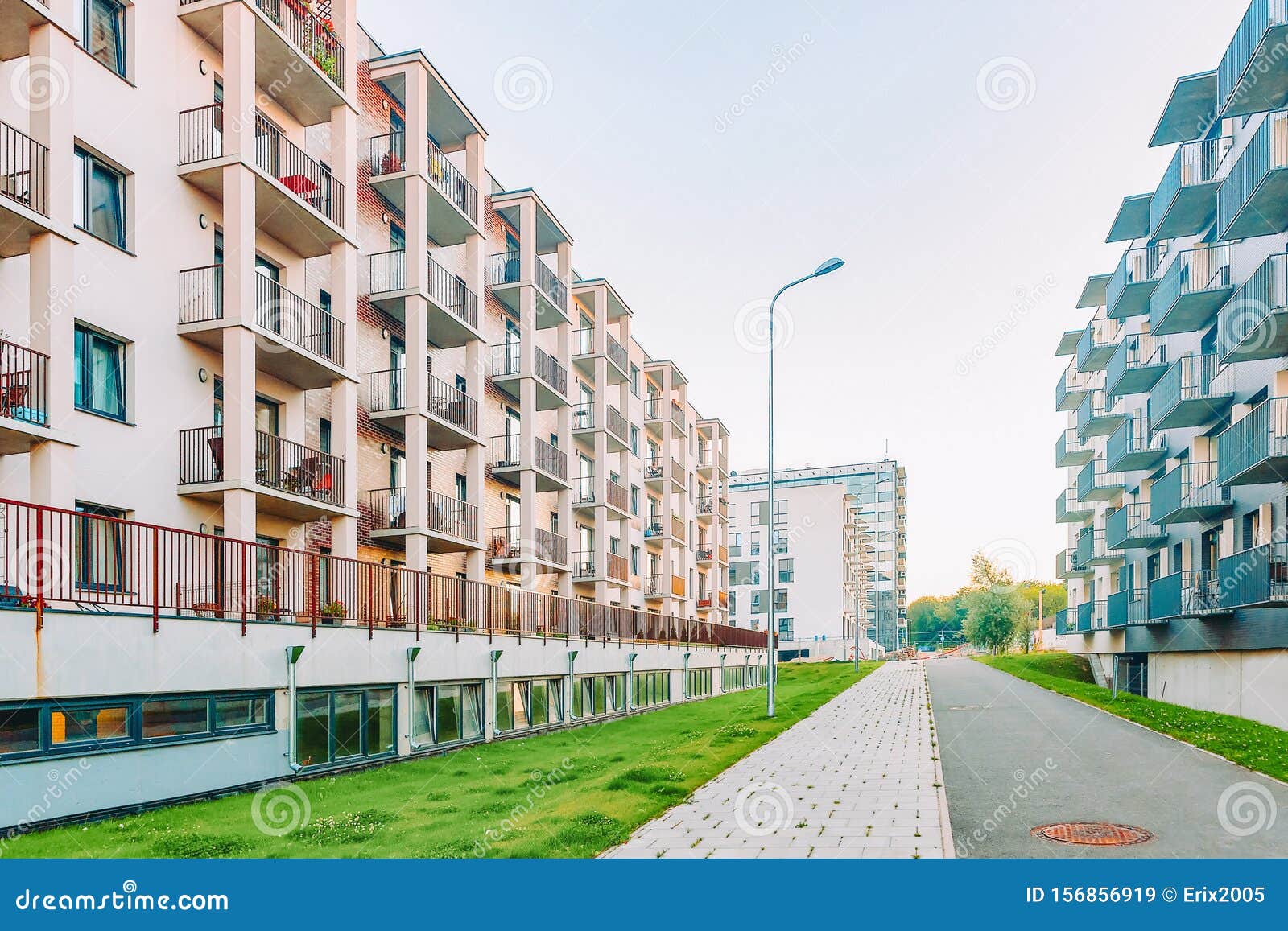 New Block of Apartment Buildings Stock Image - Image of flat, balcony ...