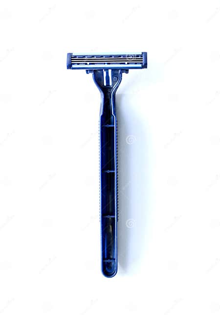 New Blue Blade Razor on White Background Stock Photo - Image of hair ...