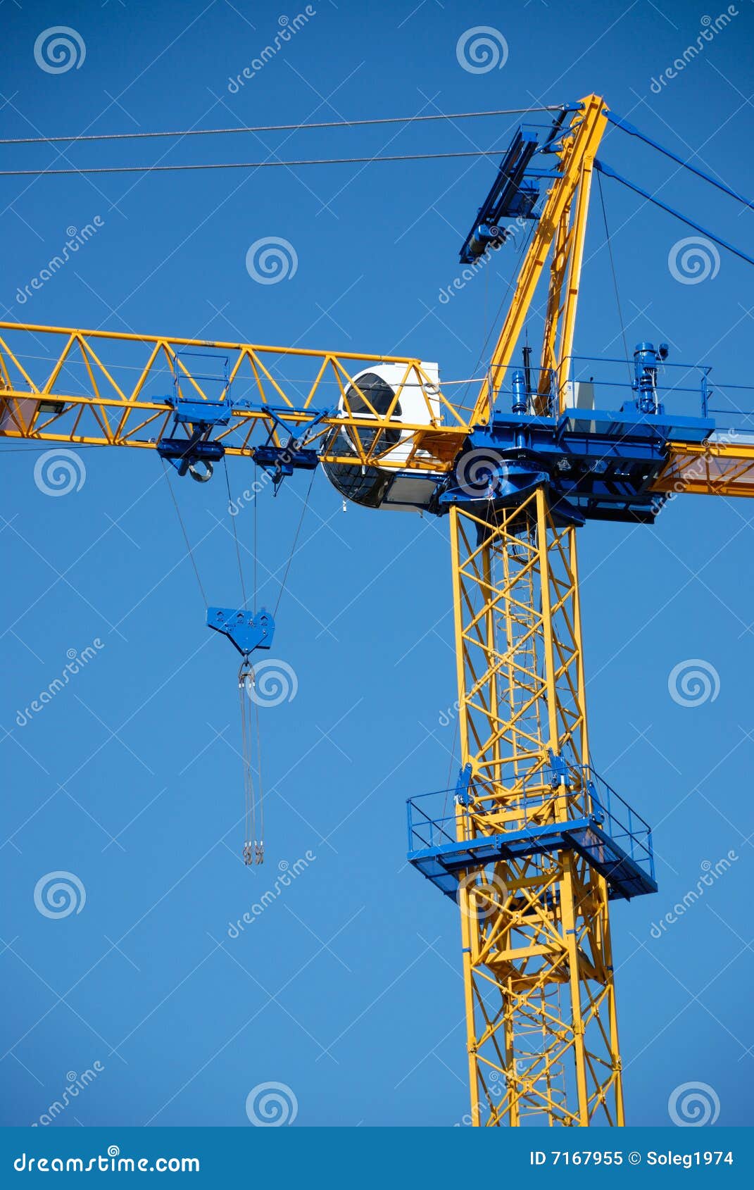 New Blue Construction Crane Stock Image - Image of gibbet, development ...