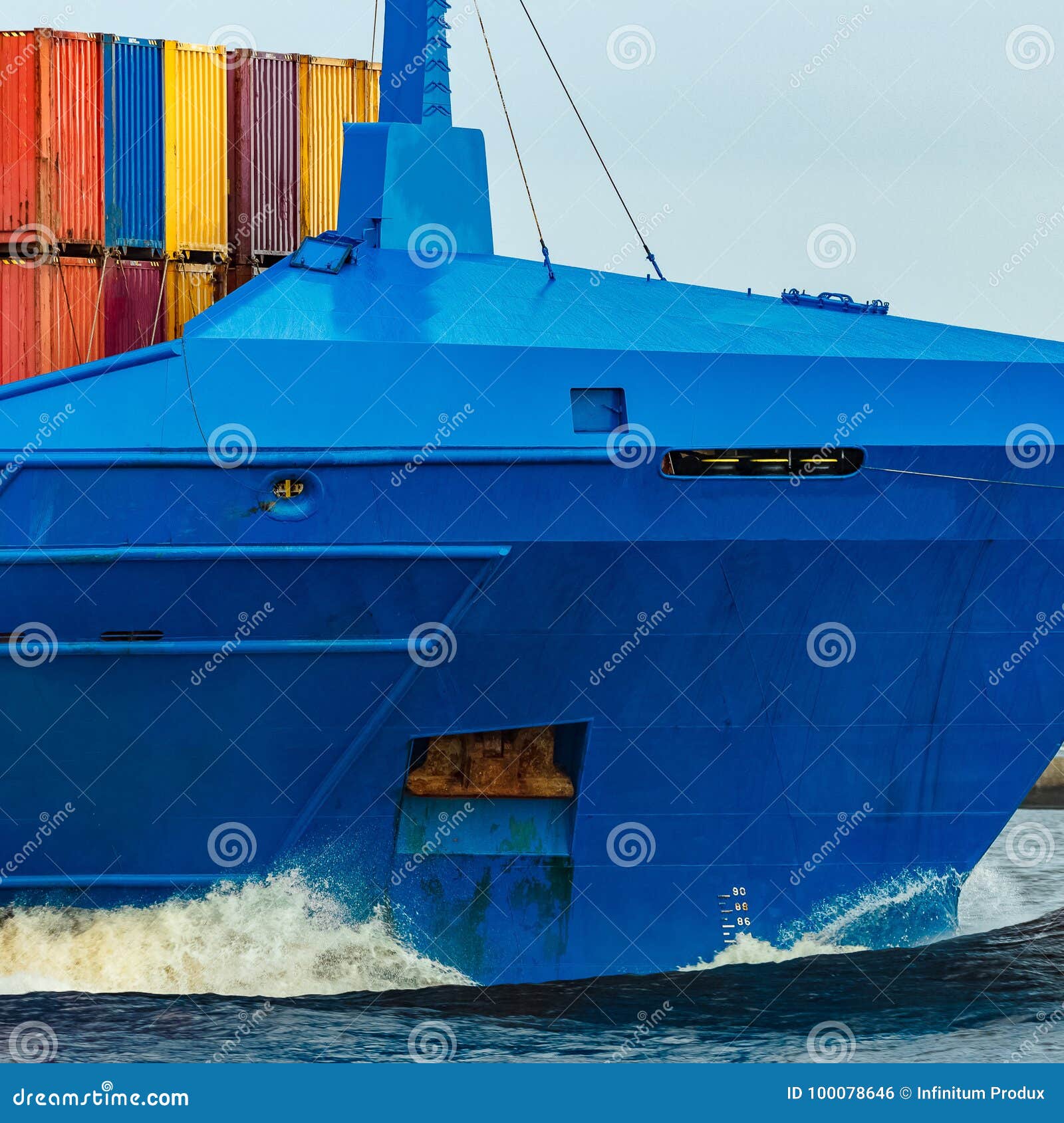 New blue container ship stock photo. Image of moving - 100078646