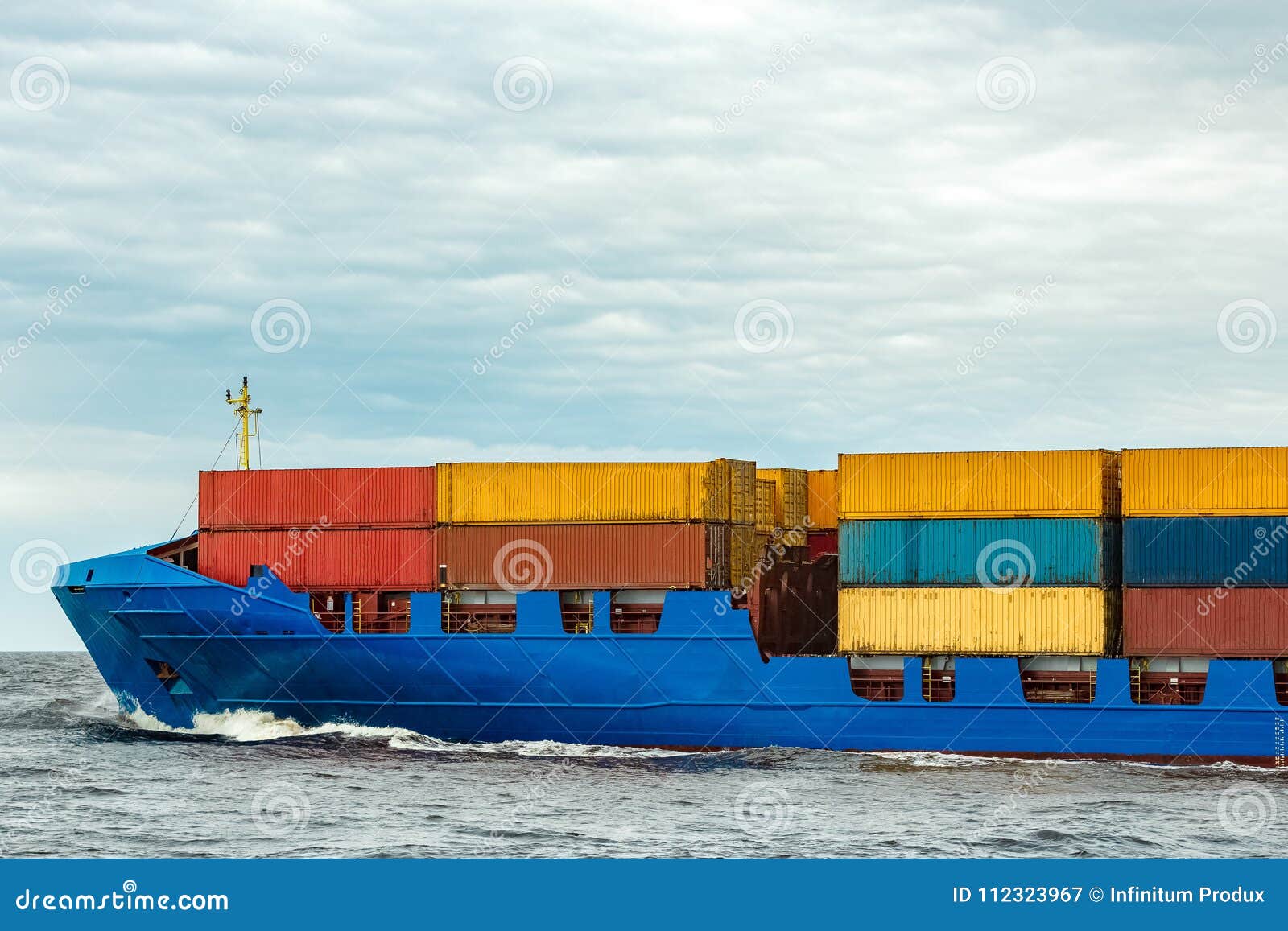 New blue container ship stock image. Image of overcast - 112323967