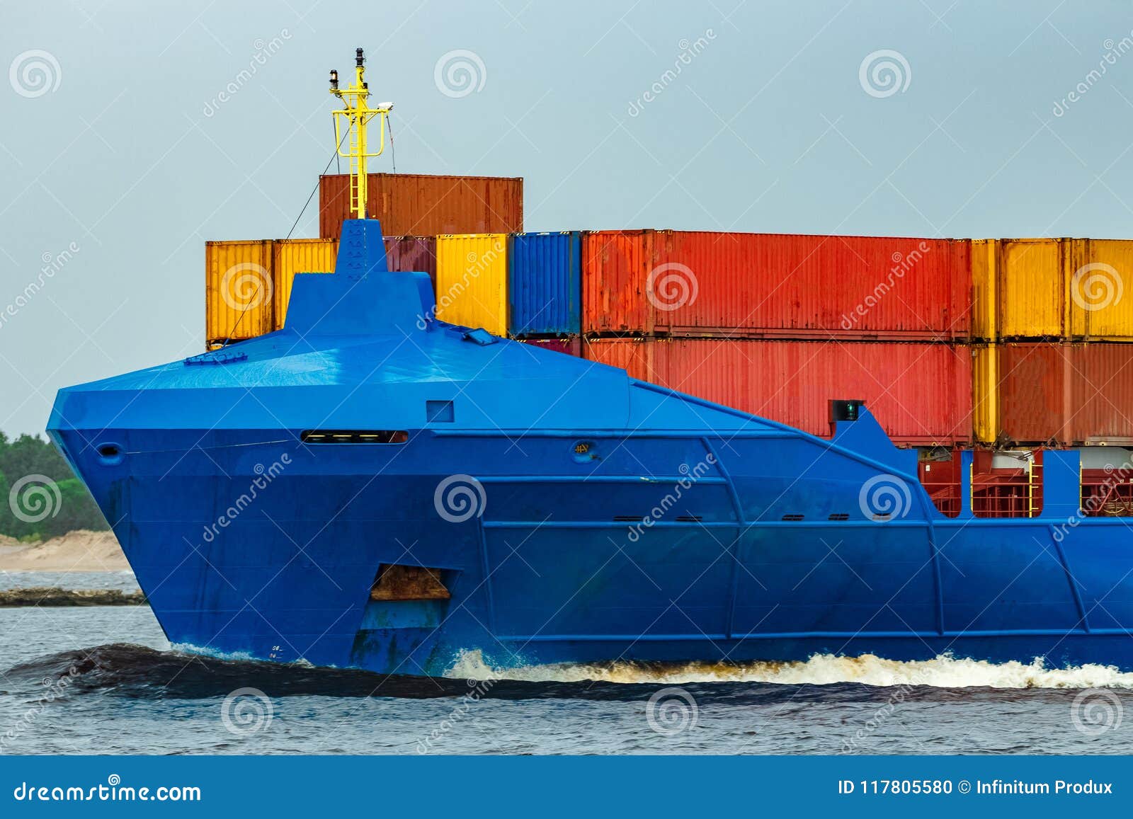New blue container ship stock photo. Image of trading - 117805580