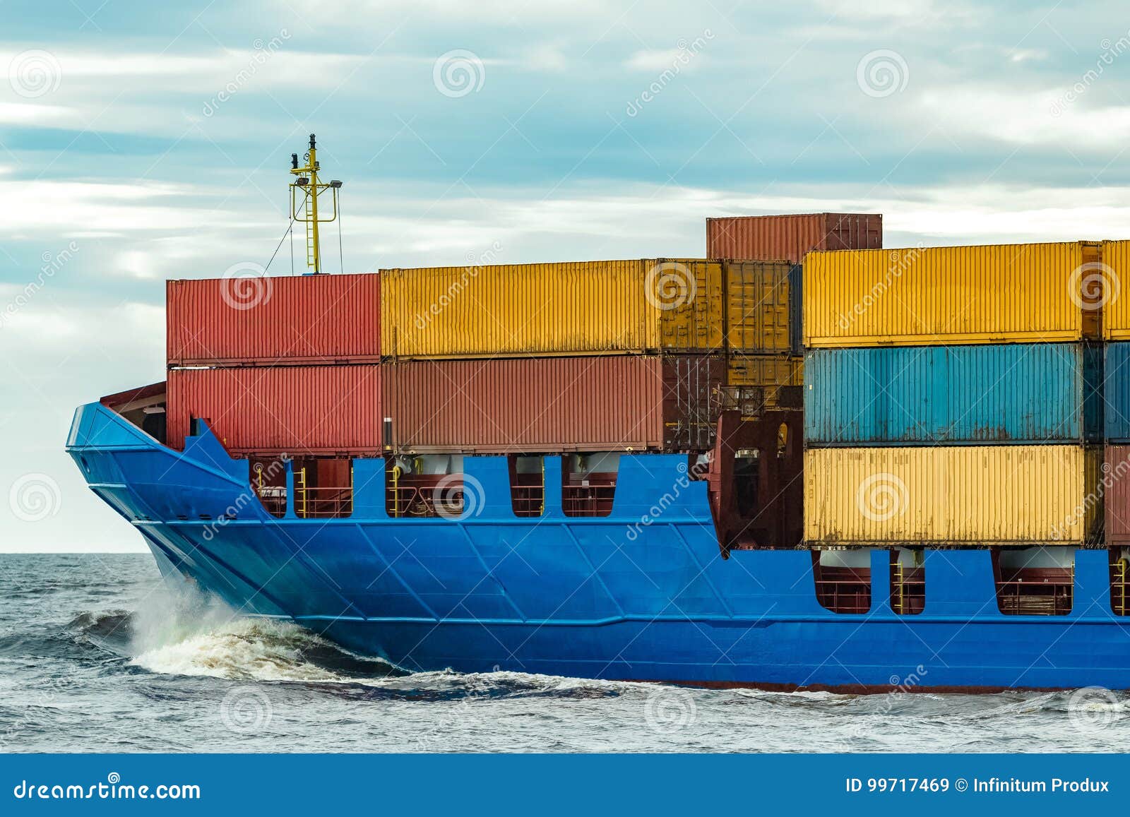 New blue container ship stock image. Image of cargo, marine - 99717469