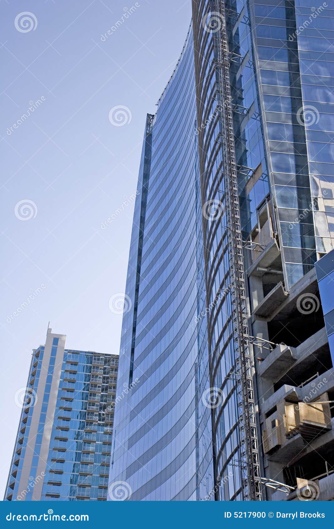 New Blue Curved Tower Construction Stock Photo - Image of structure ...