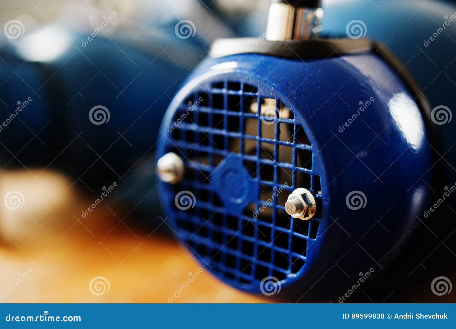 New Blue Electric Motor at Work. Stock Photo - Image of energy ...