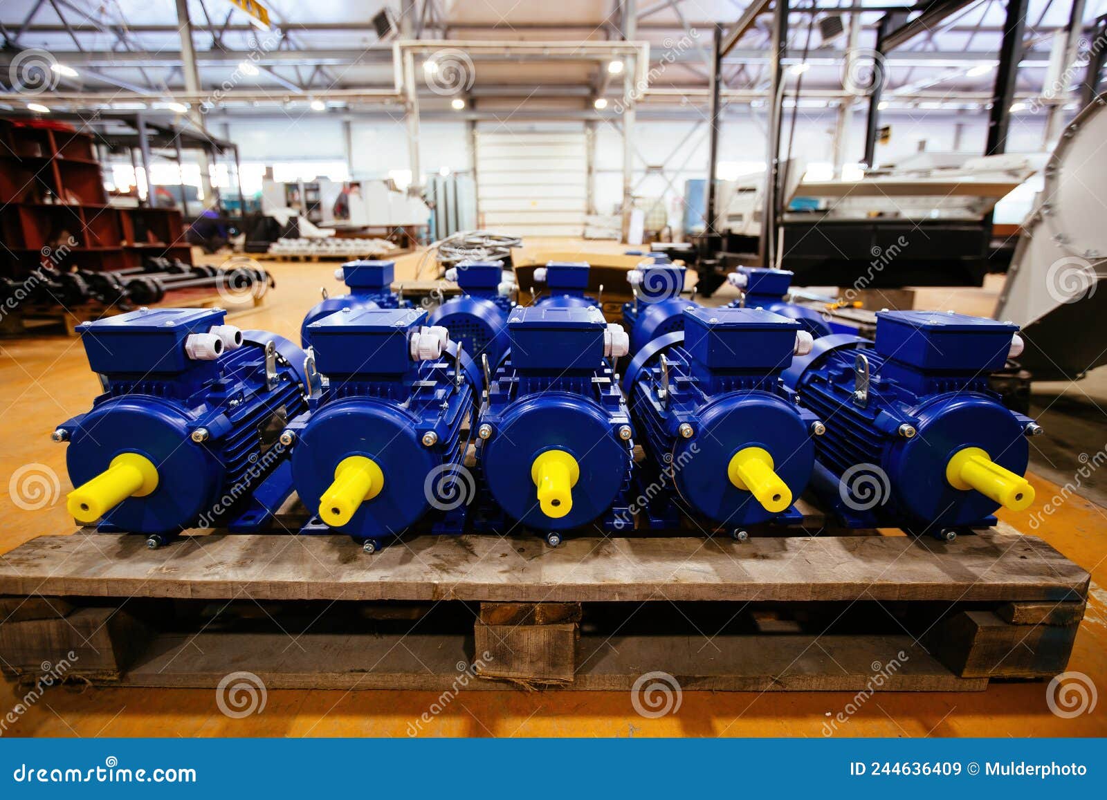New Blue Electric Motors in the Factory for the Assembling of Machines ...