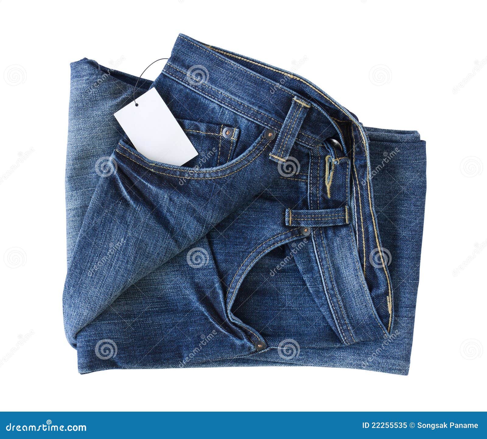 New Blue Jeans Trouser And Tag Stock Image - Image of blue, denim: 22255535