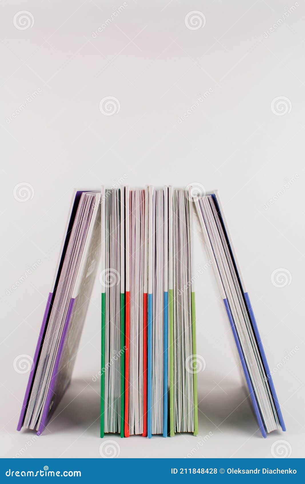 New Books of Different Colors on White Background Stock Photo - Image ...