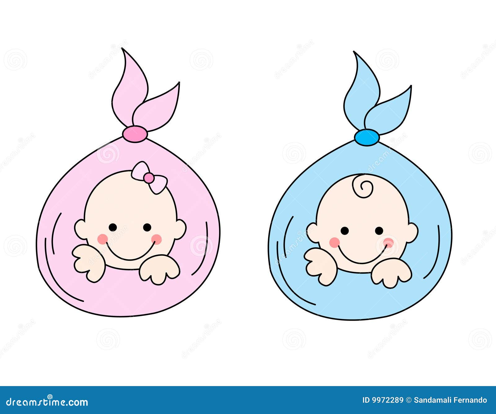 Babies (girl And Boy) Things Outline Multicolored Cute Vector Circle ...