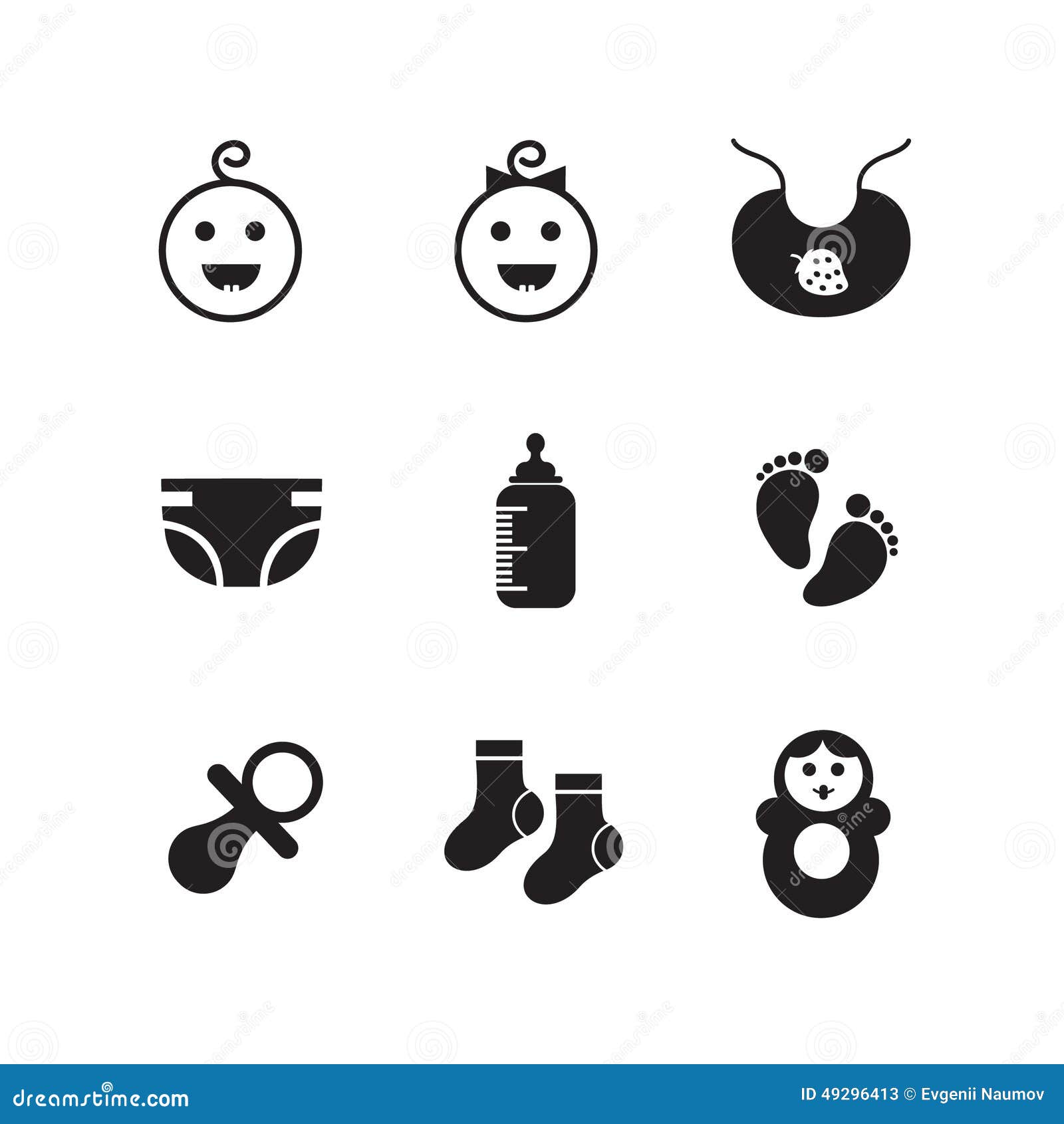 New born baby icons stock vector. Illustration of pictogram - 49296413