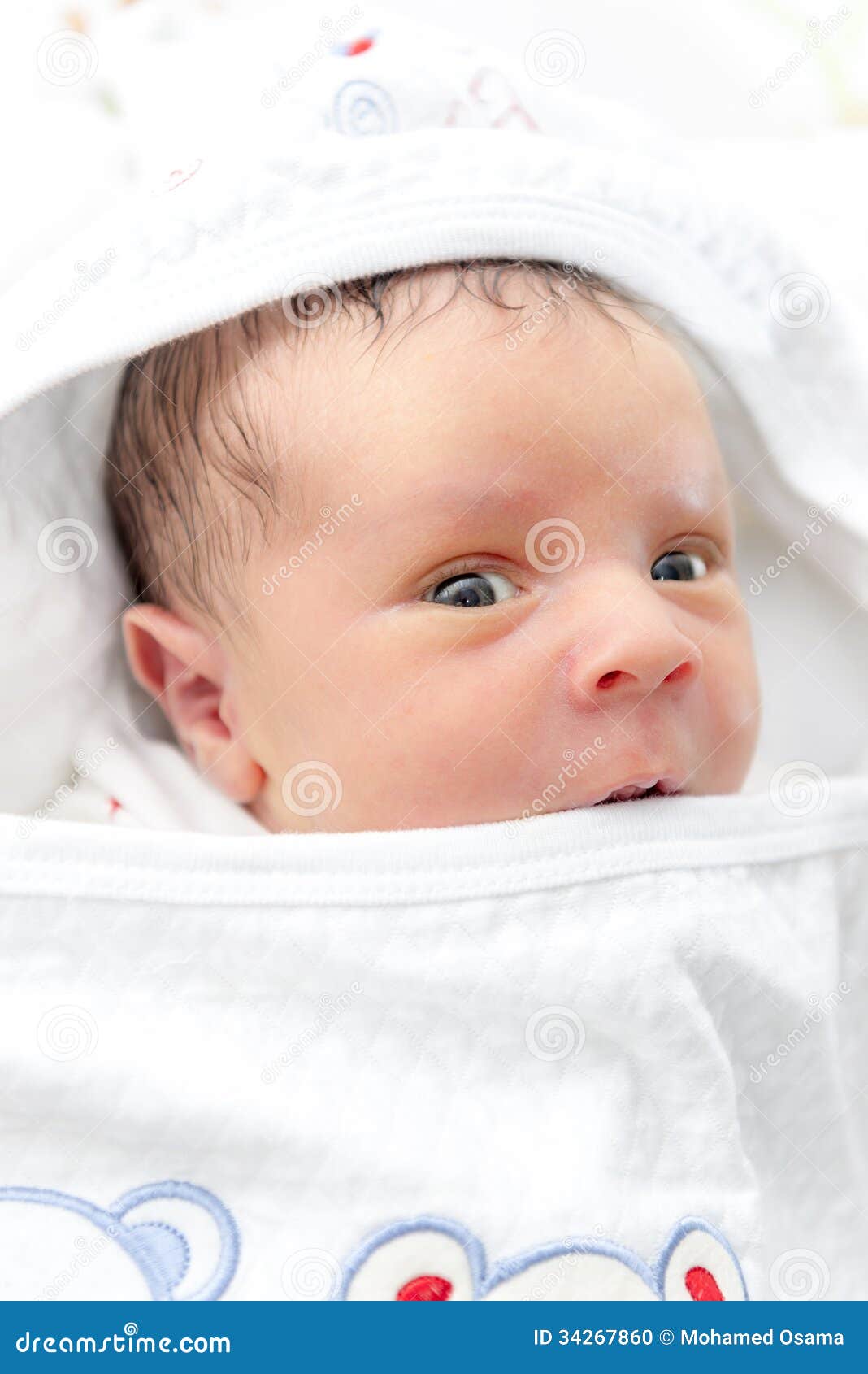 New Born Baby Looking at Camera Stock Photo - Image of hungry, innocent ...