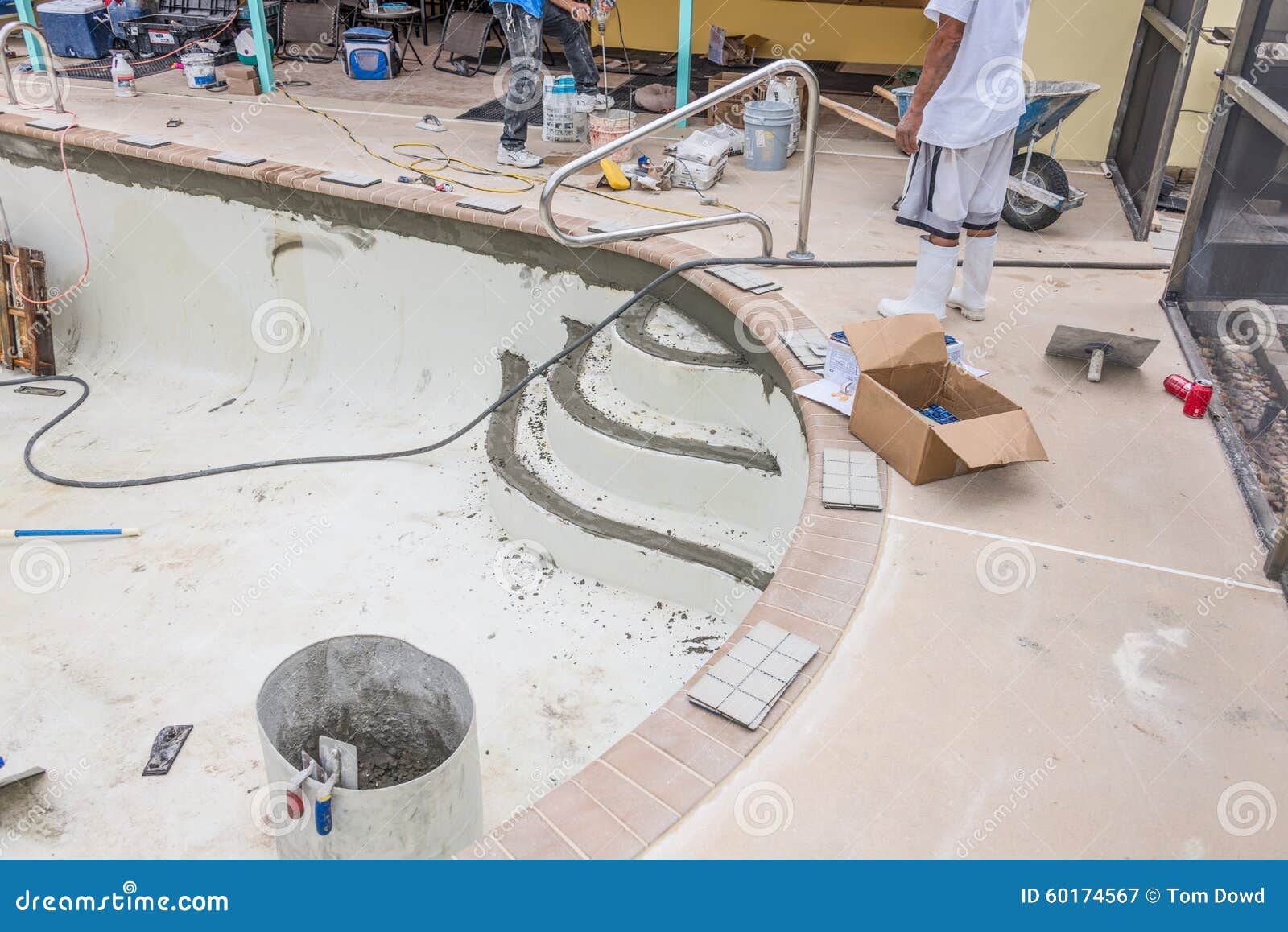 New Pool Brick Coping Work Repair Stock Photos - Free & Royalty-Free ...