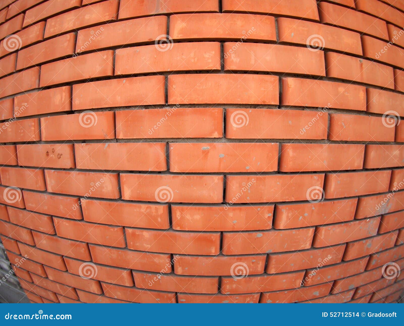 New Brick Wall with Wide Angle Fisheye View Stock Photo - Image of ...