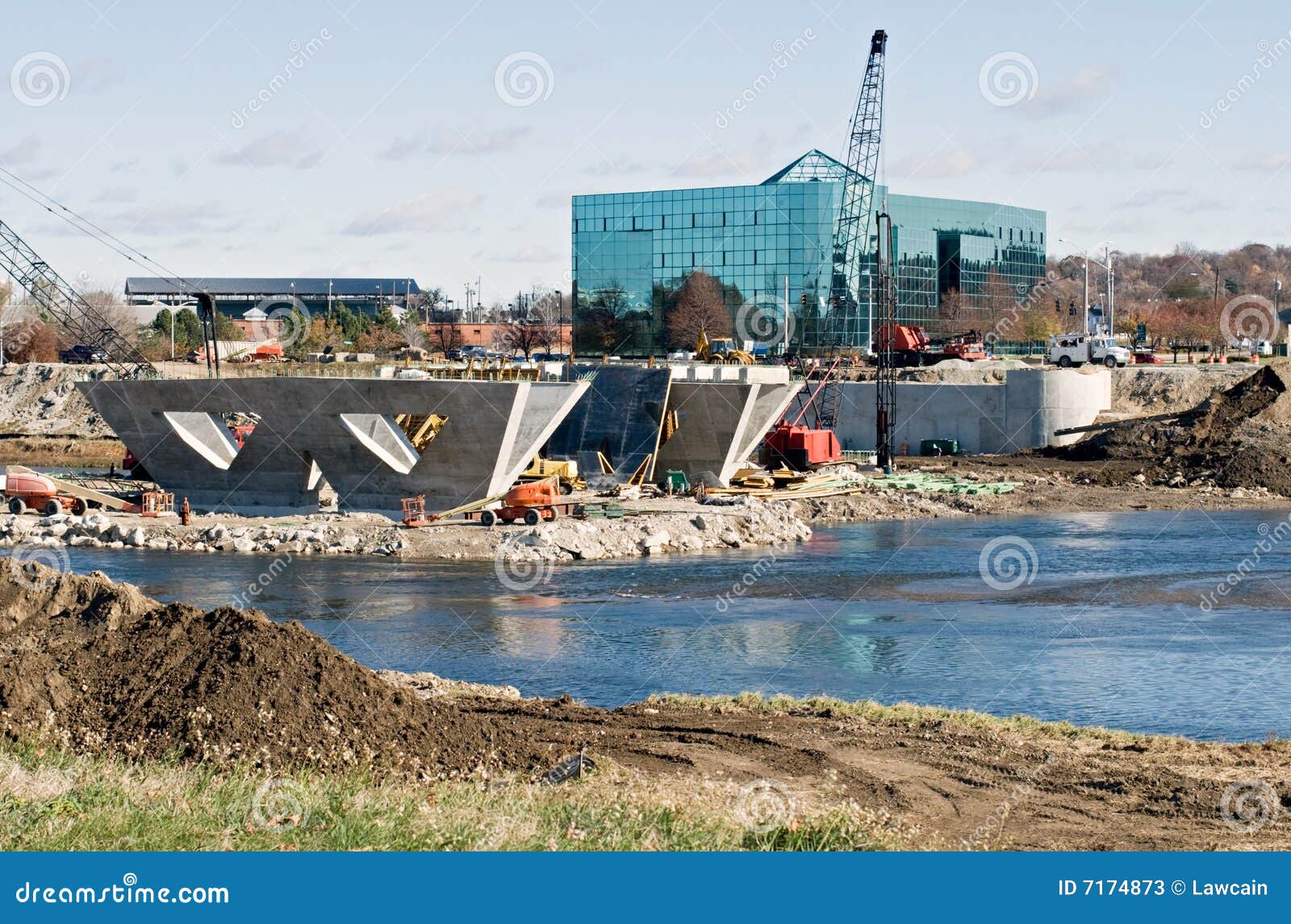 New Bridge Construction stock image. Image of crane, foundation - 7174873