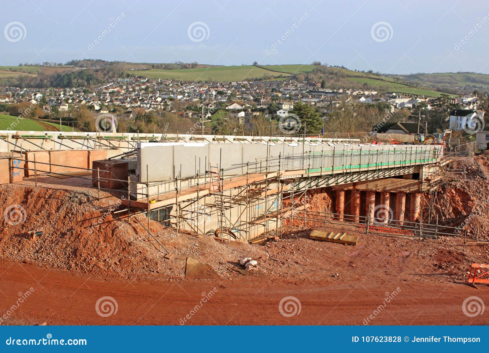 Road Bridge Under Construction Stock Photo - Image of concrete, steel ...