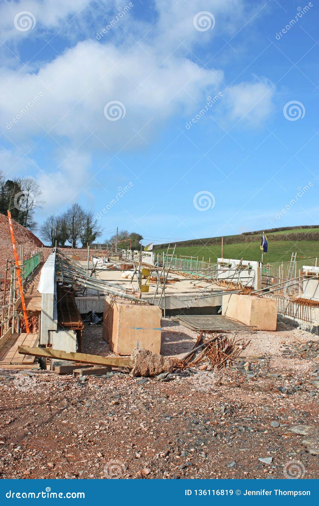 Road Bridge on a Construction Site Stock Image - Image of barrier, lift ...