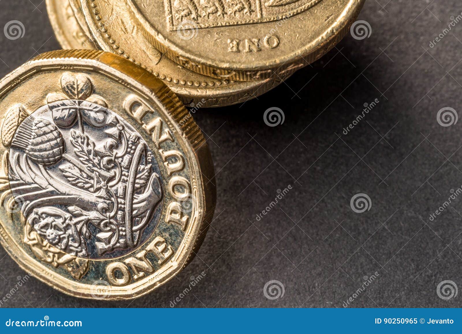 New British One Sterling Pound Coin on Dark Background Stock Image ...