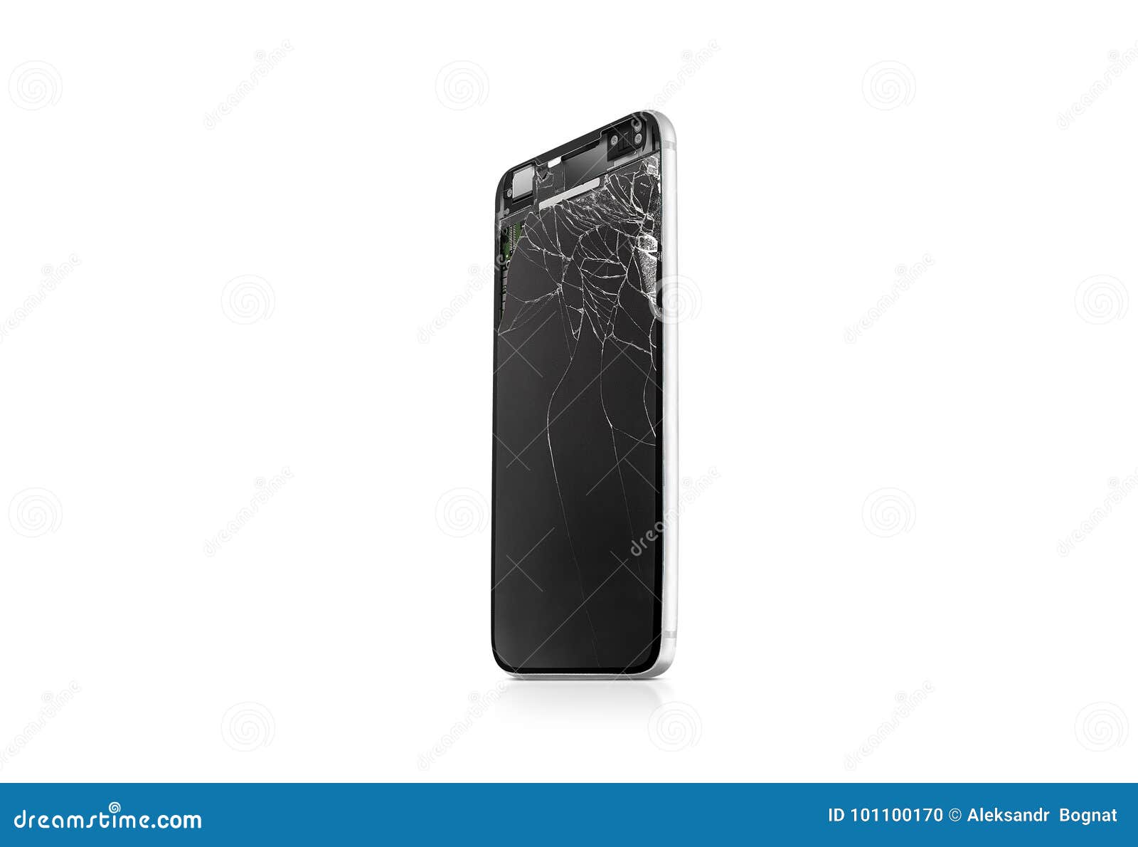 New Broken Mobile Phone Screen Mock Up, Side View, Isolated Stock Photo ...