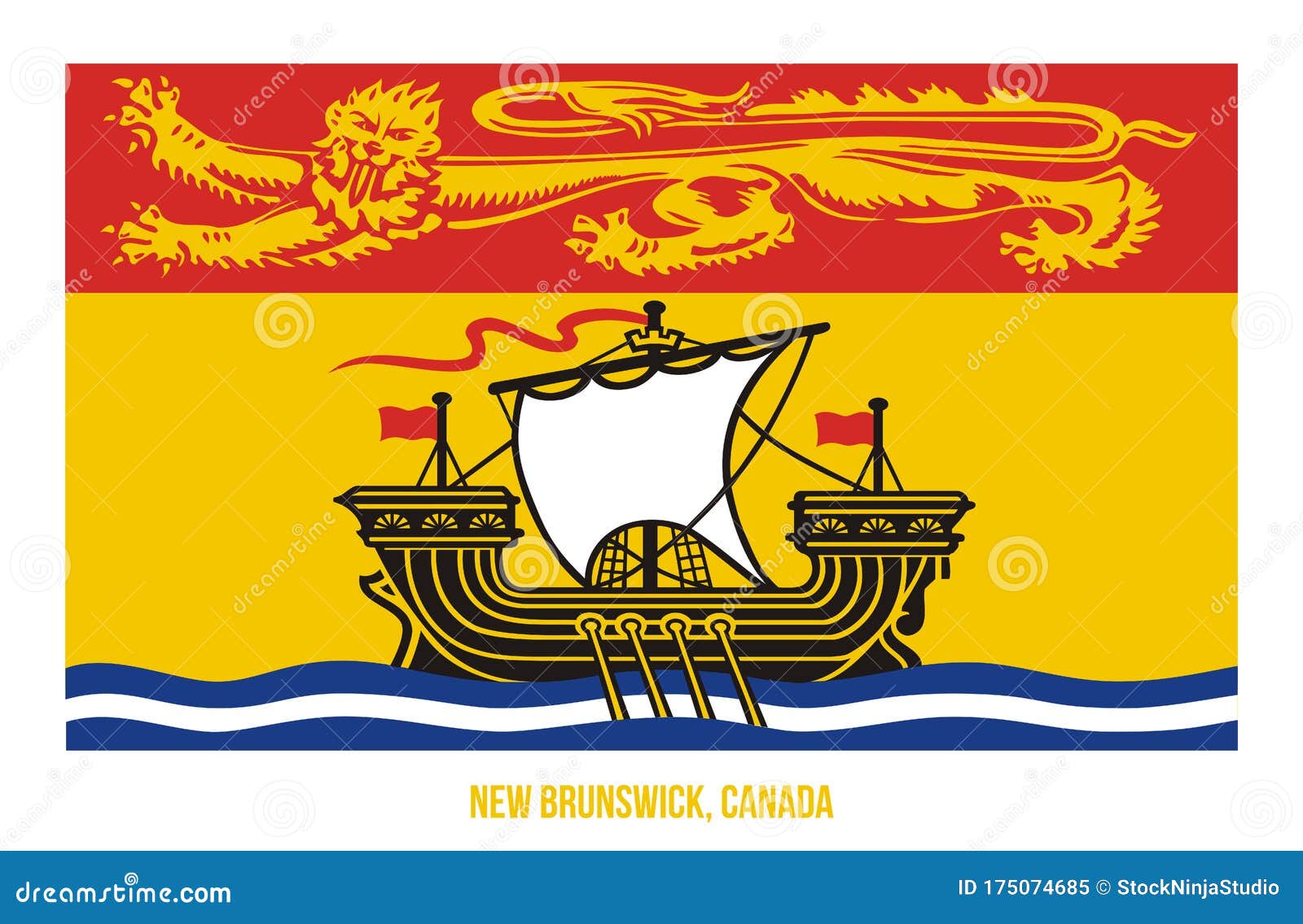 New Brunswick Map Flag. Map Of New Brunswick Flag Isolated On White ...