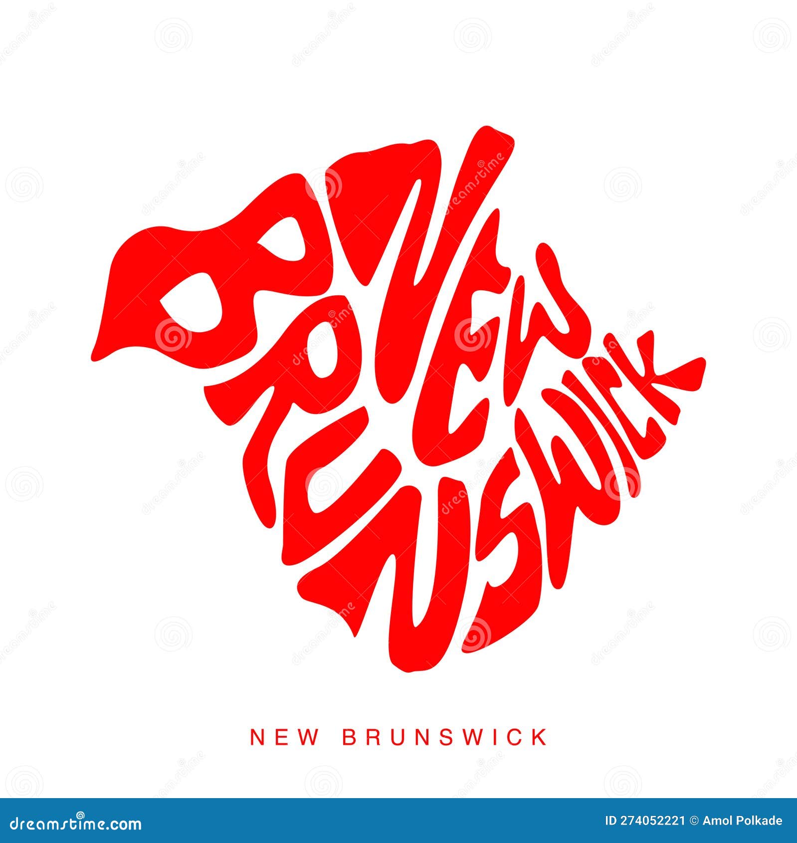 New Brunswick Map Typography Art. New Brunswick Vector Map Lettering ...