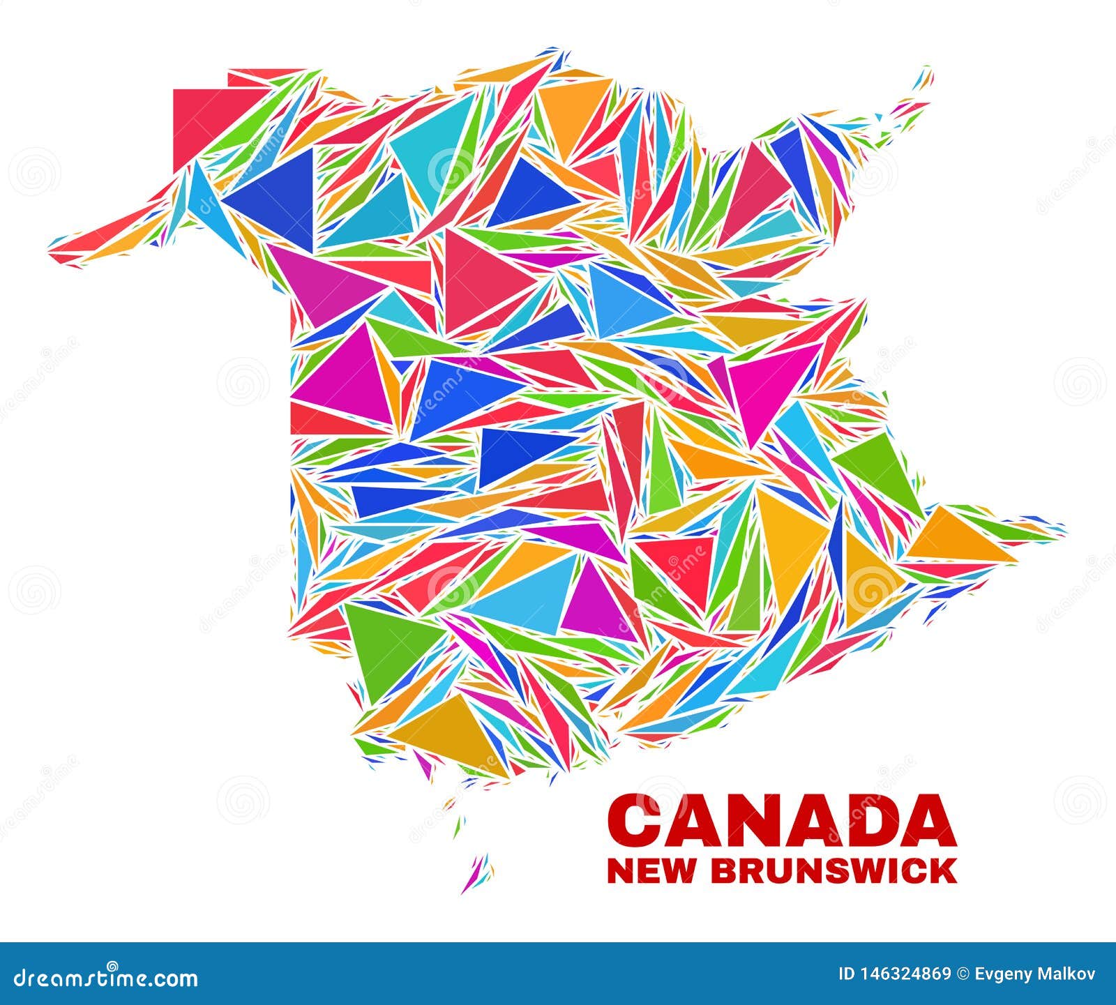 New Brunswick Province Map - Mosaic of Color Triangles Stock Vector ...