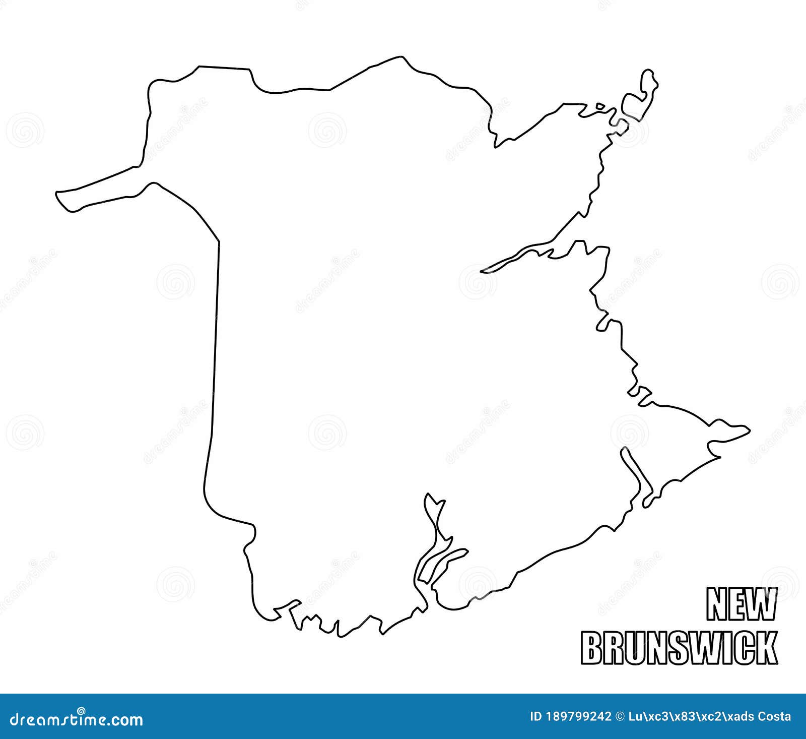 New Brunswick Outline Map Province Of Canada Shape Cartoon Vector ...