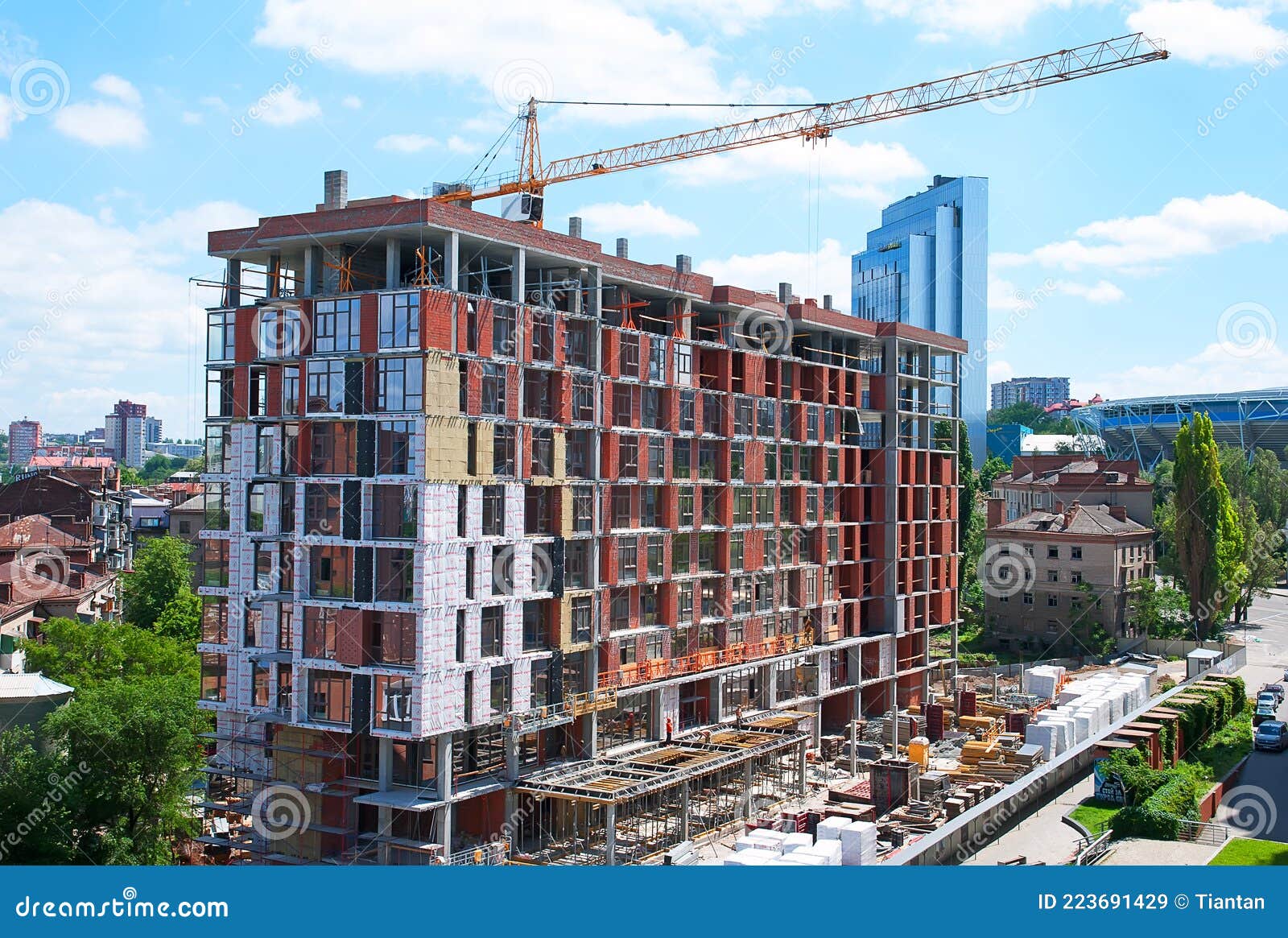 New building area stock image. Image of crane, architecture - 223691429