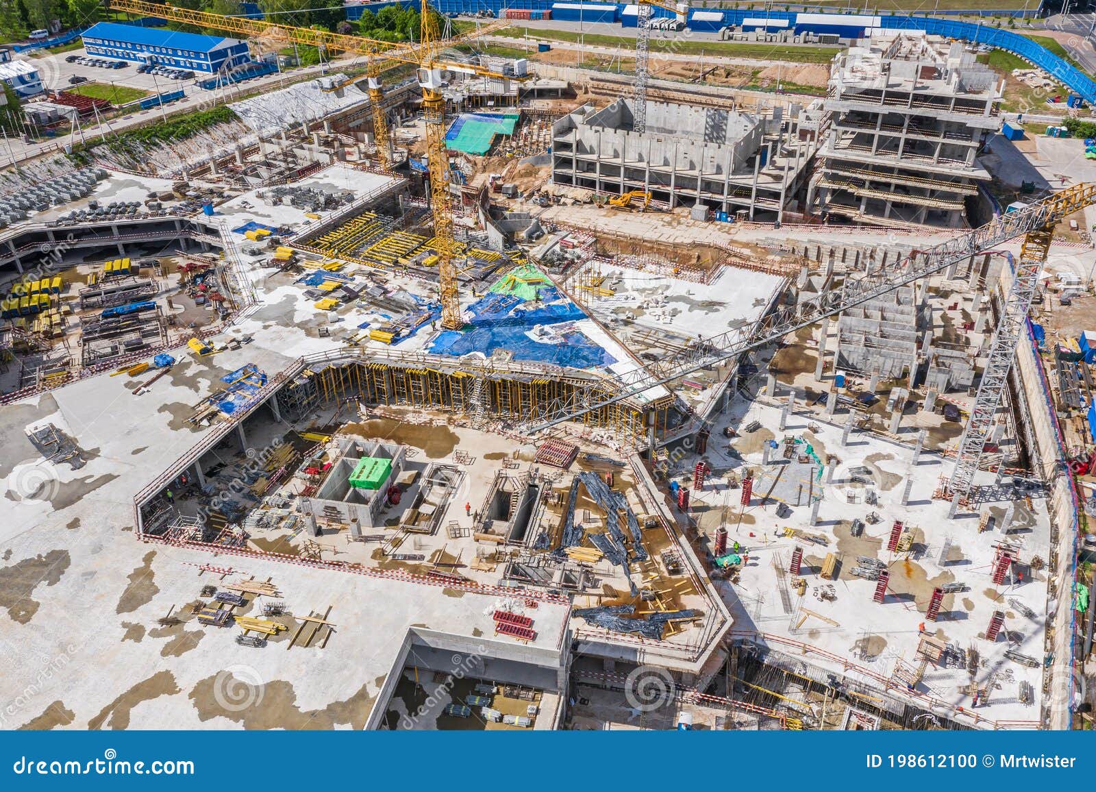 New Building Base with Concrete Slab Floor and Solid Concrete Pillars ...