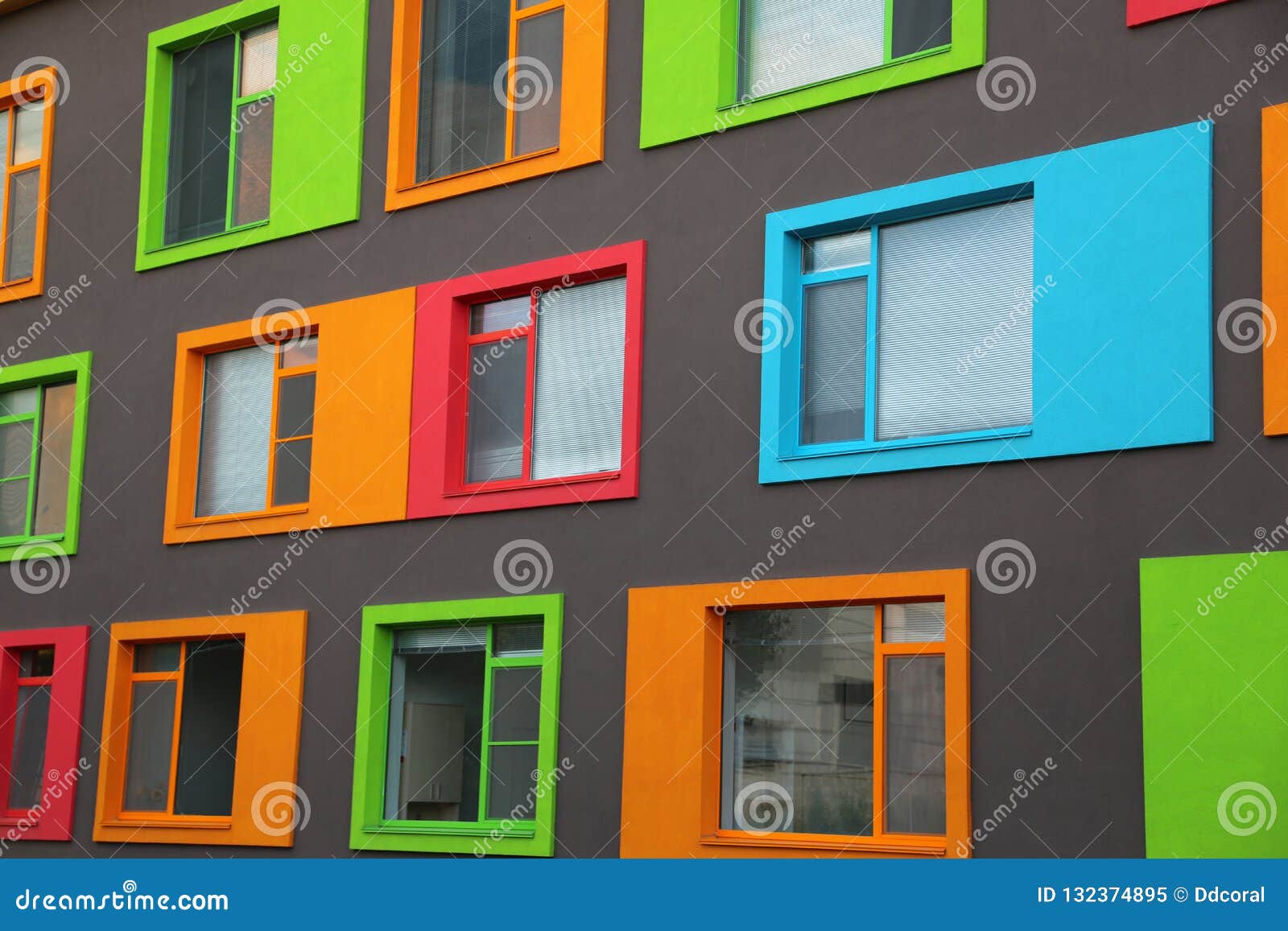 New Building with Coloured Windows Stock Image - Image of comfort ...