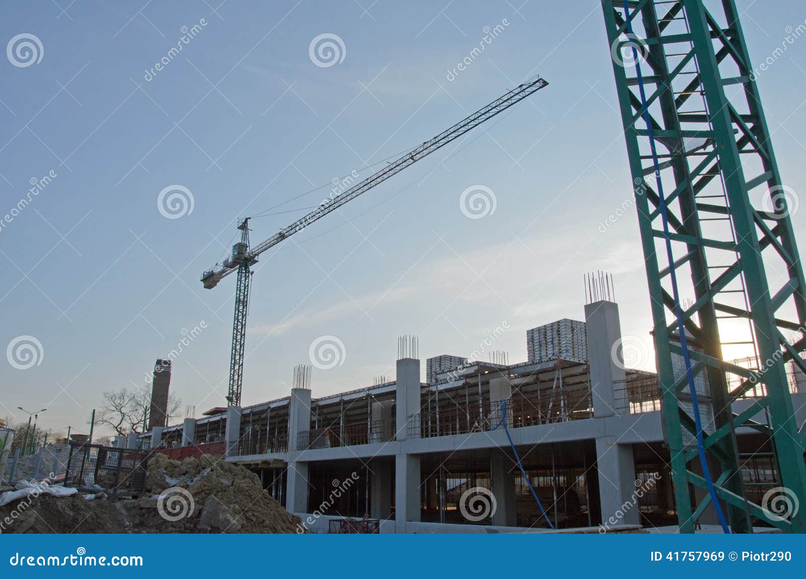 New Building during Construction Stock Image - Image of clouds, heating ...