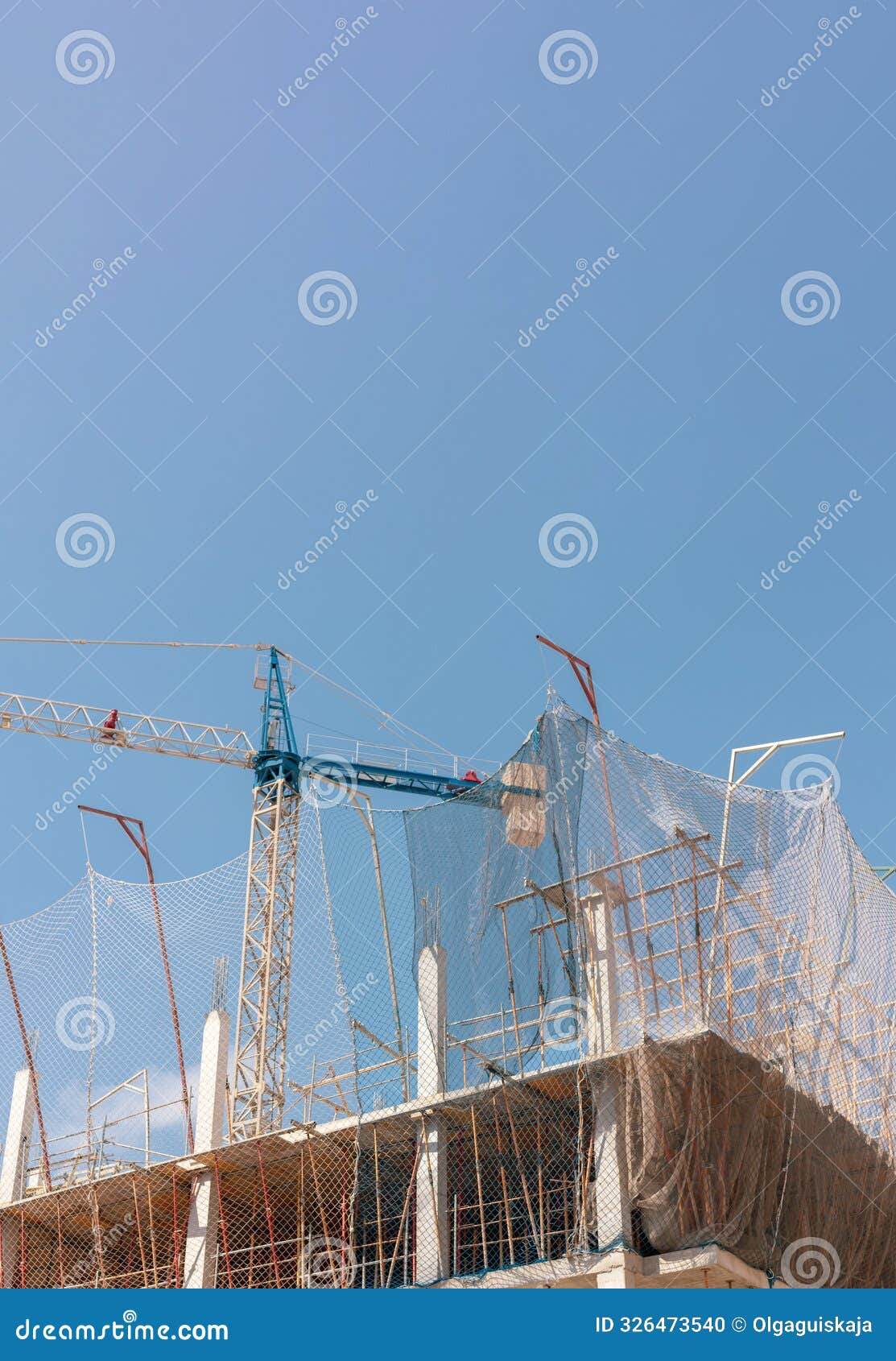 New Building Construction Process. Safety Nets, Structural Beams ...