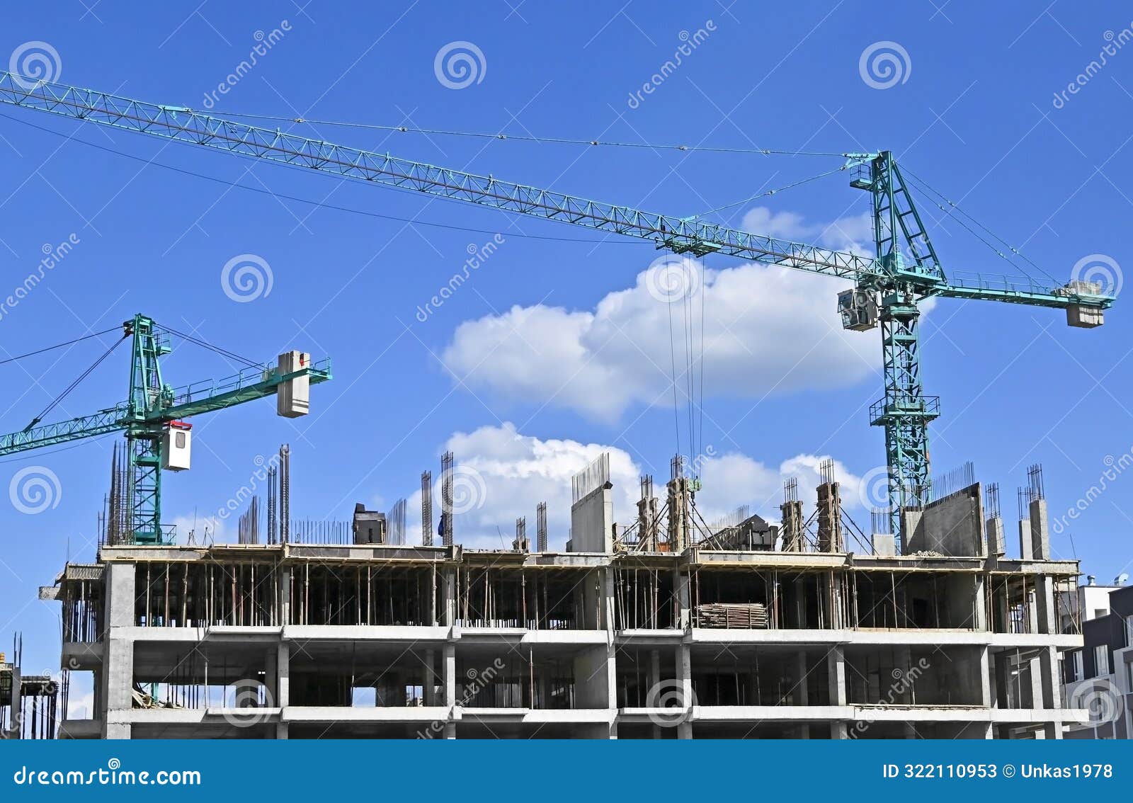 New Building Construction Site Stock Image - Image of high, cement ...