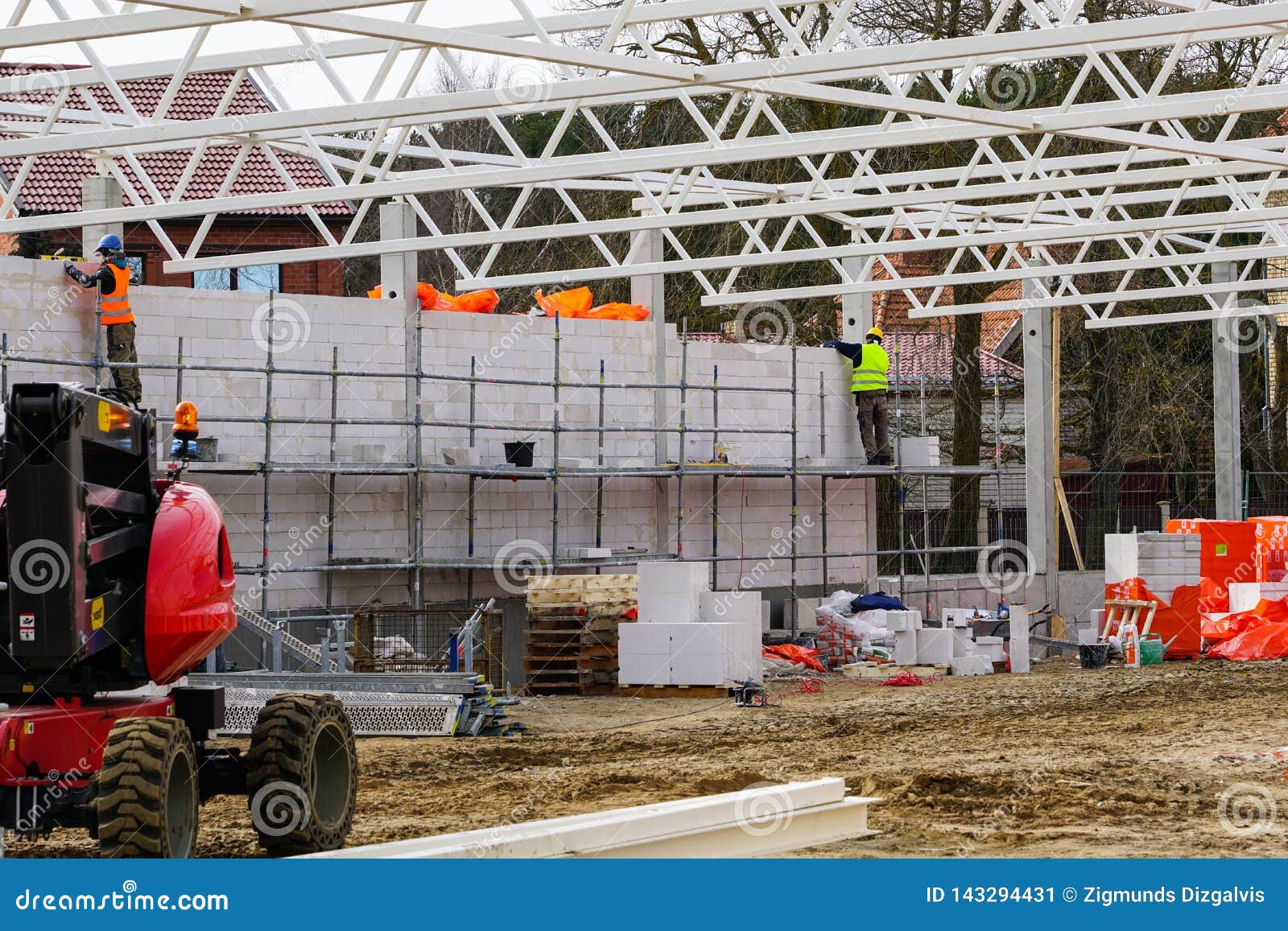 New Building Construction Site, Wall and Roof Constructions Editorial ...