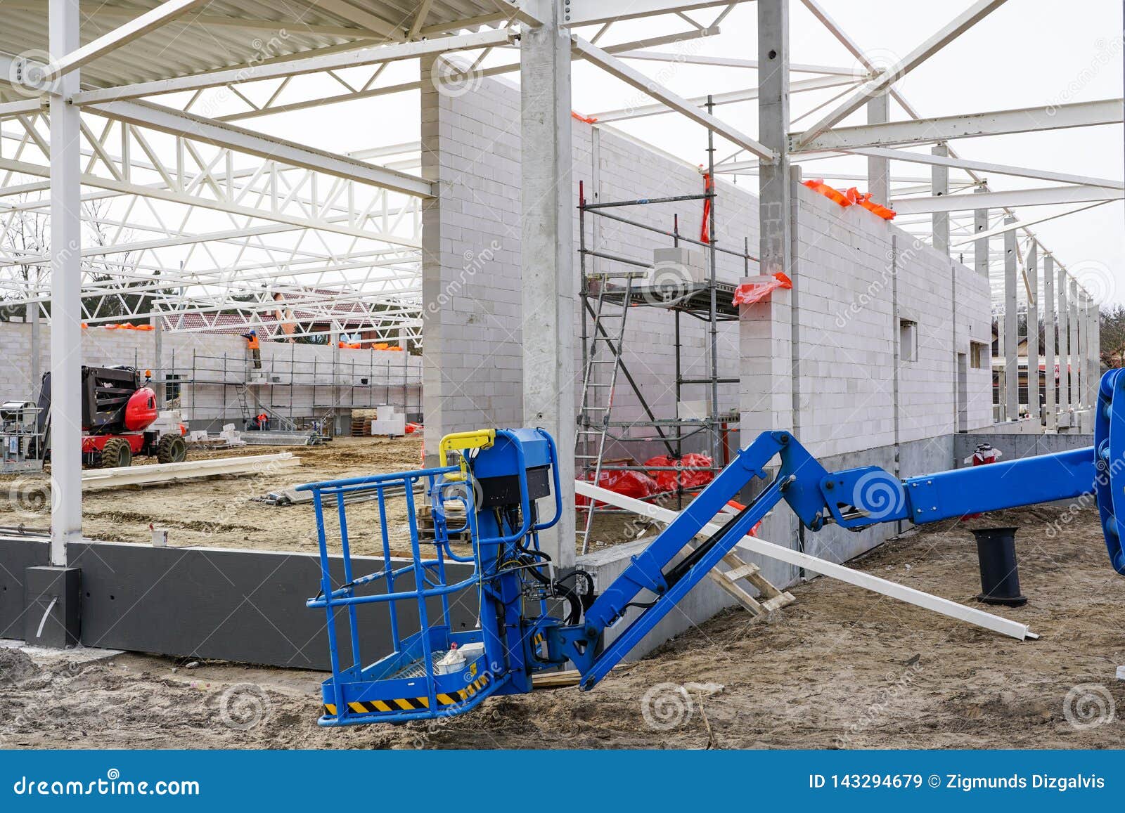 New Building Construction Site, Wall and Roof Constructions Stock Image ...