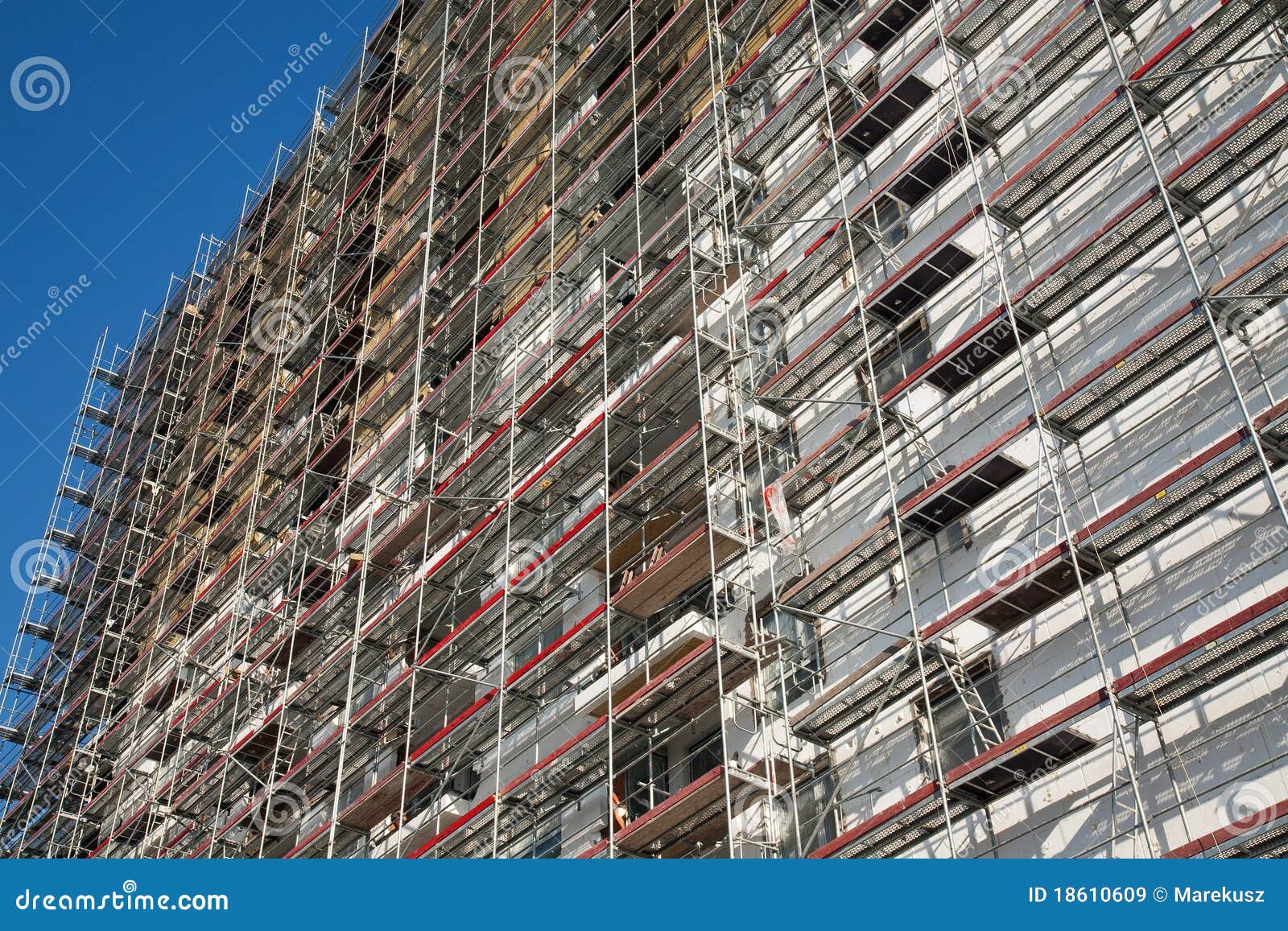 New Building Covered with Scaffolding Stock Image - Image of ladder ...