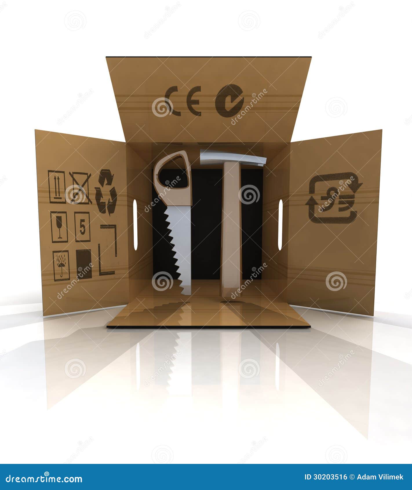 New Building Tools Delivery in Carton Box Stock Illustration ...